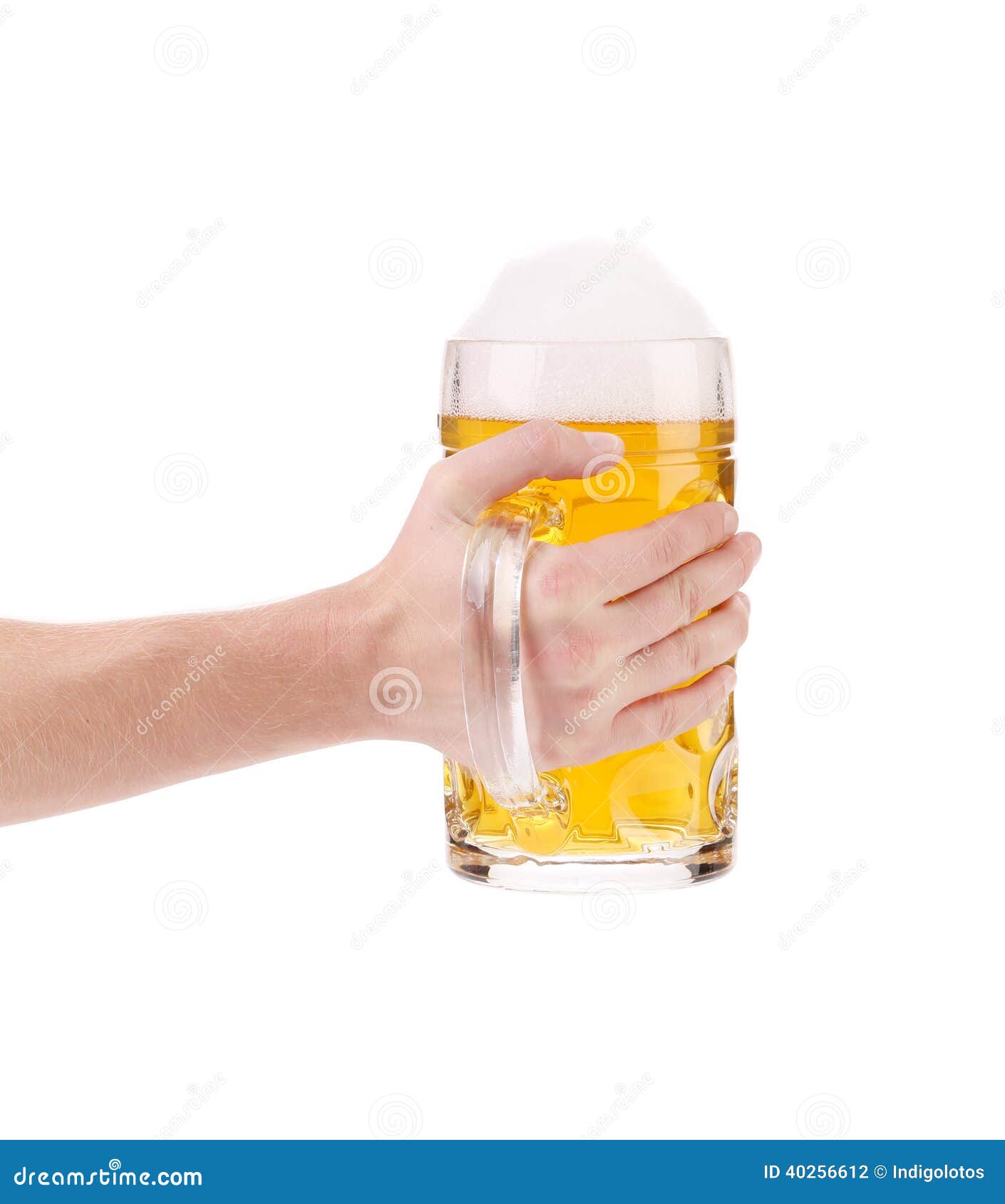 Glass of beer on hand. stock photo. Image of glass, brewed - 40256612