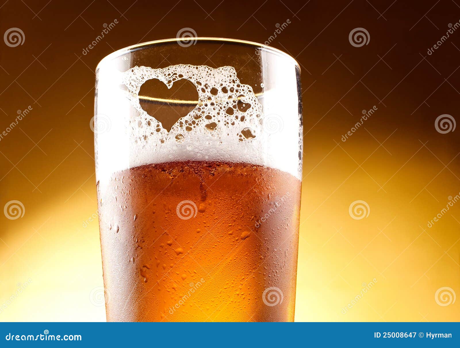 Glass of Beer with the Heart Represented Stock Image - Image of ...
