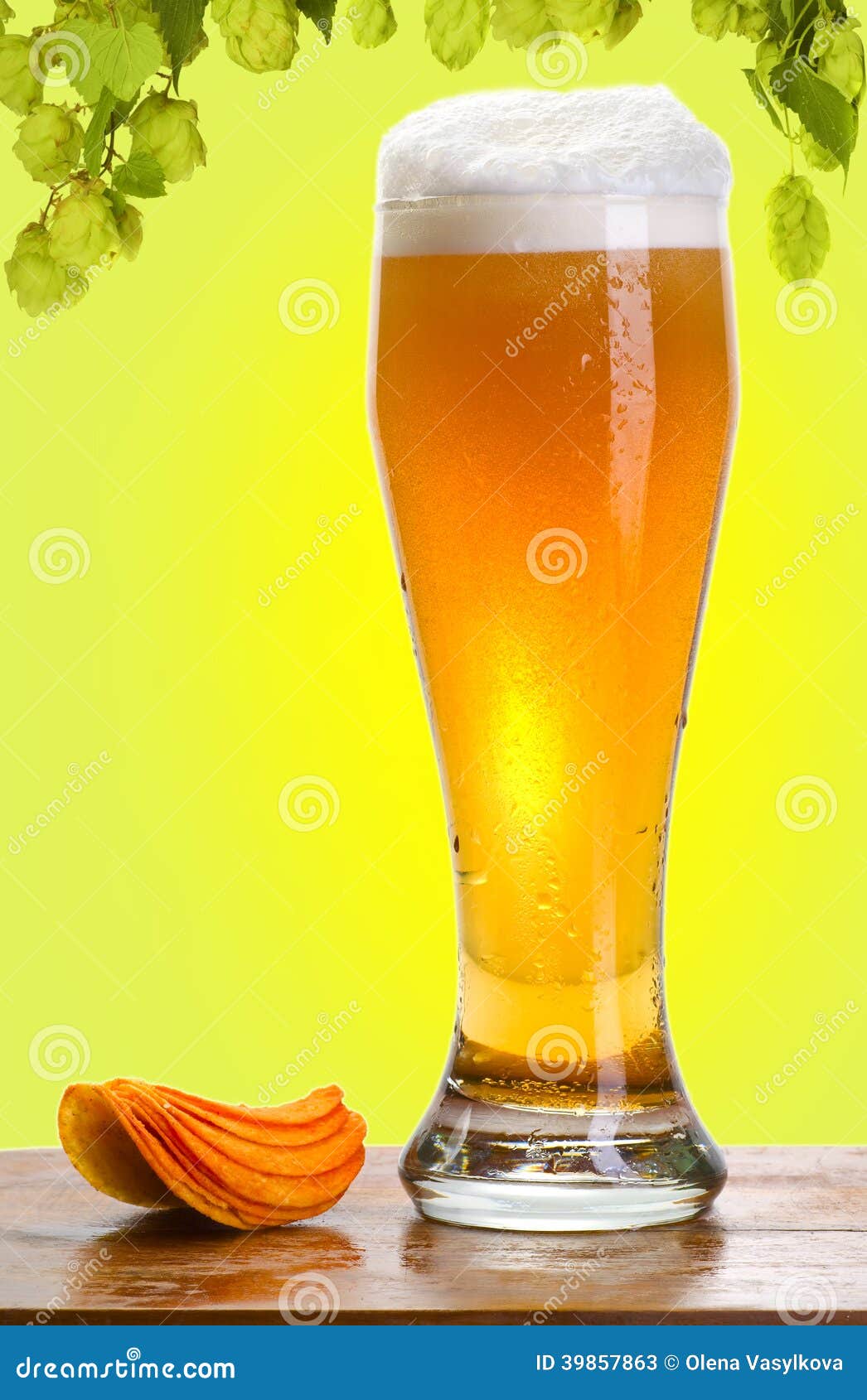 Glass of beer and hops stock image. Image of brew, golden - 39857863
