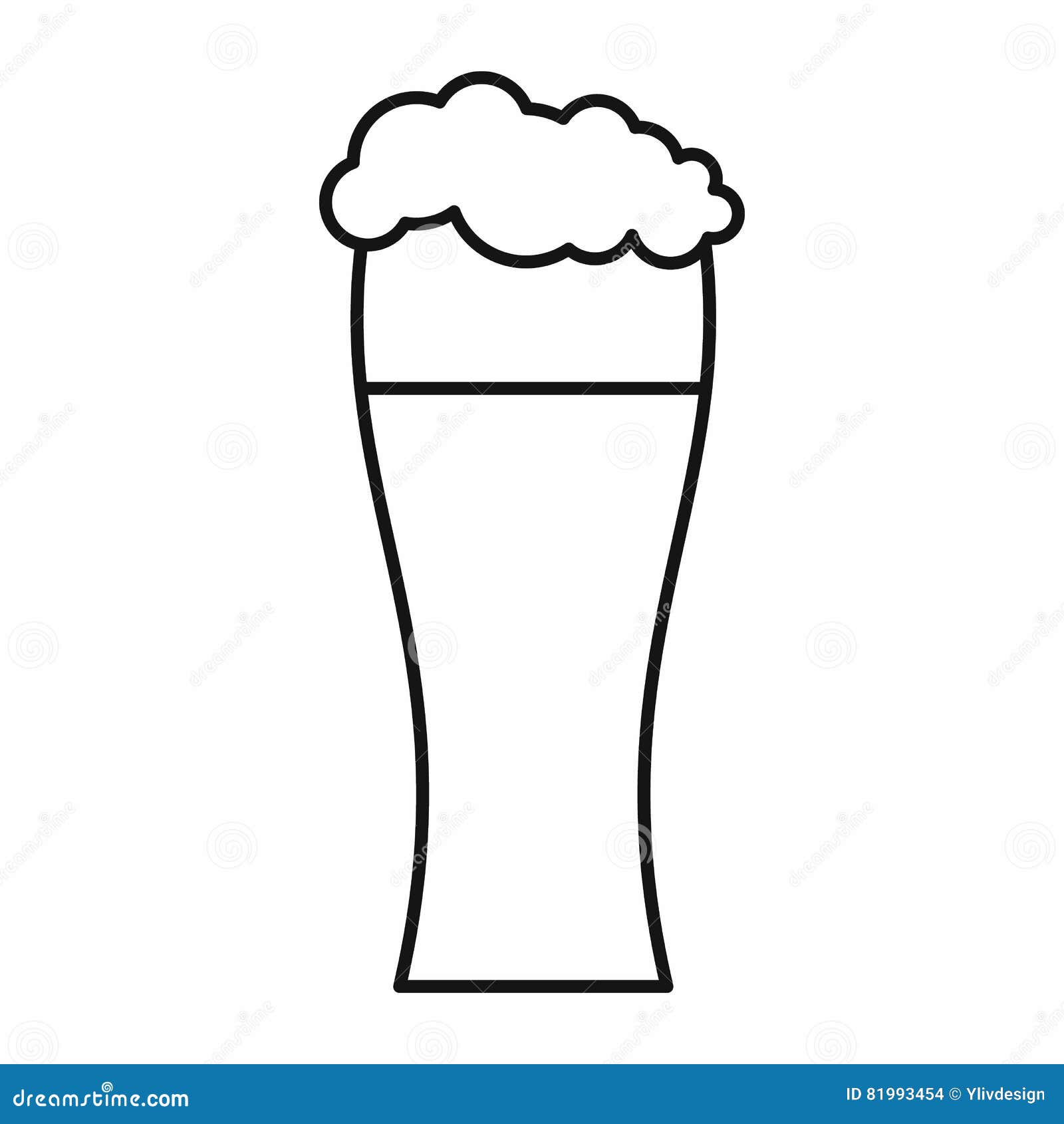 Glass of Beer Icon, Outline Style Stock Vector - Illustration of foam ...