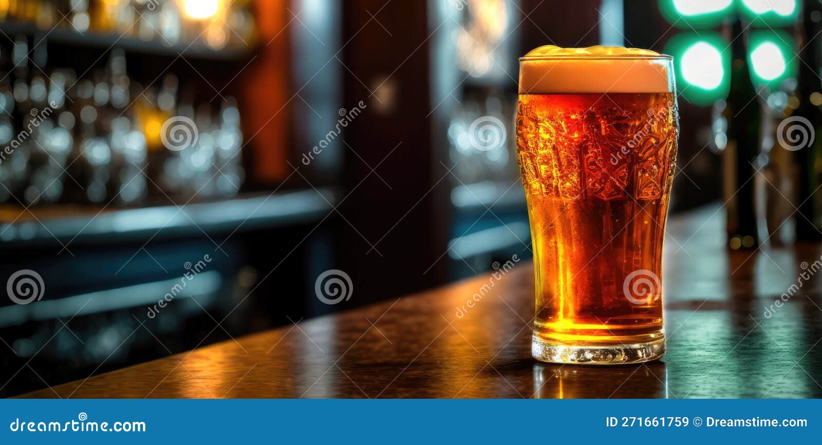 Glass of Beer Over a Bar Counter. Stock Illustration - Illustration of ...