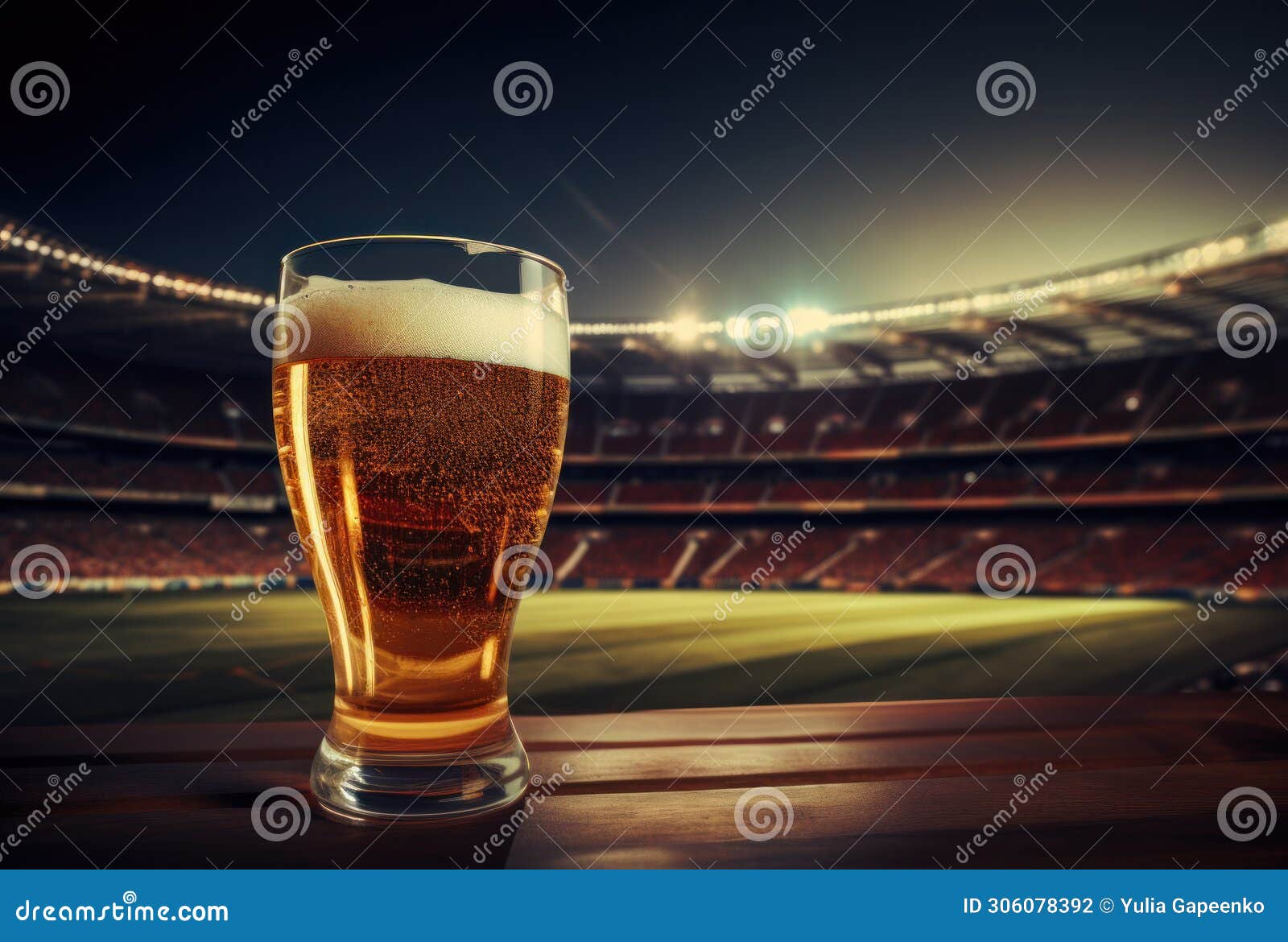 A Glass of Beer is Pictured with an Arena Stock Photo - Image of party ...