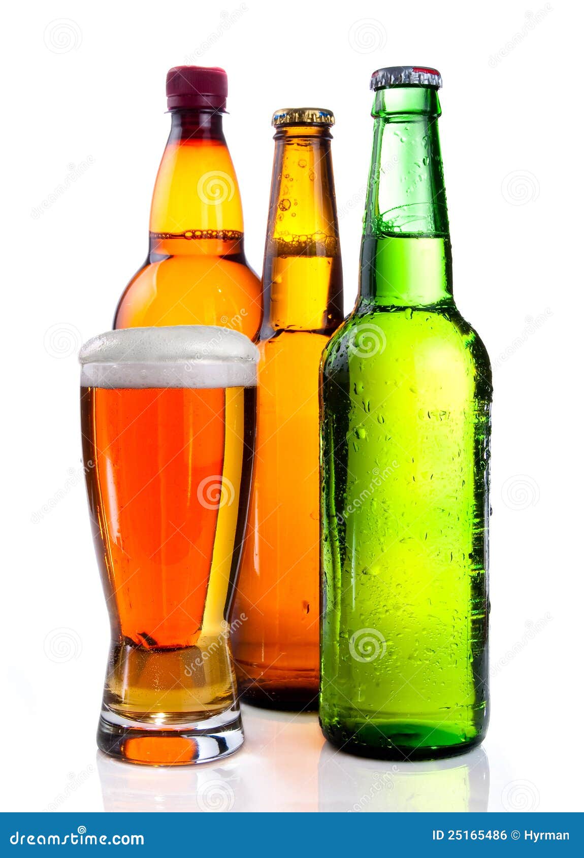 Glass Beer In Plastic Bottle Royalty Free Stock Image - Image: 25165486