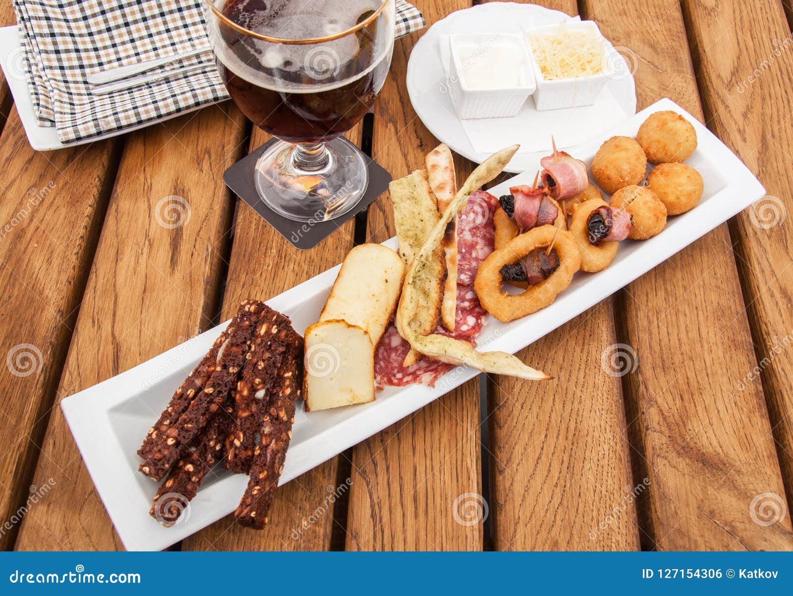 Glass of Beer and Plate Snacks Stock Photo - Image of oktoberfest, beer ...