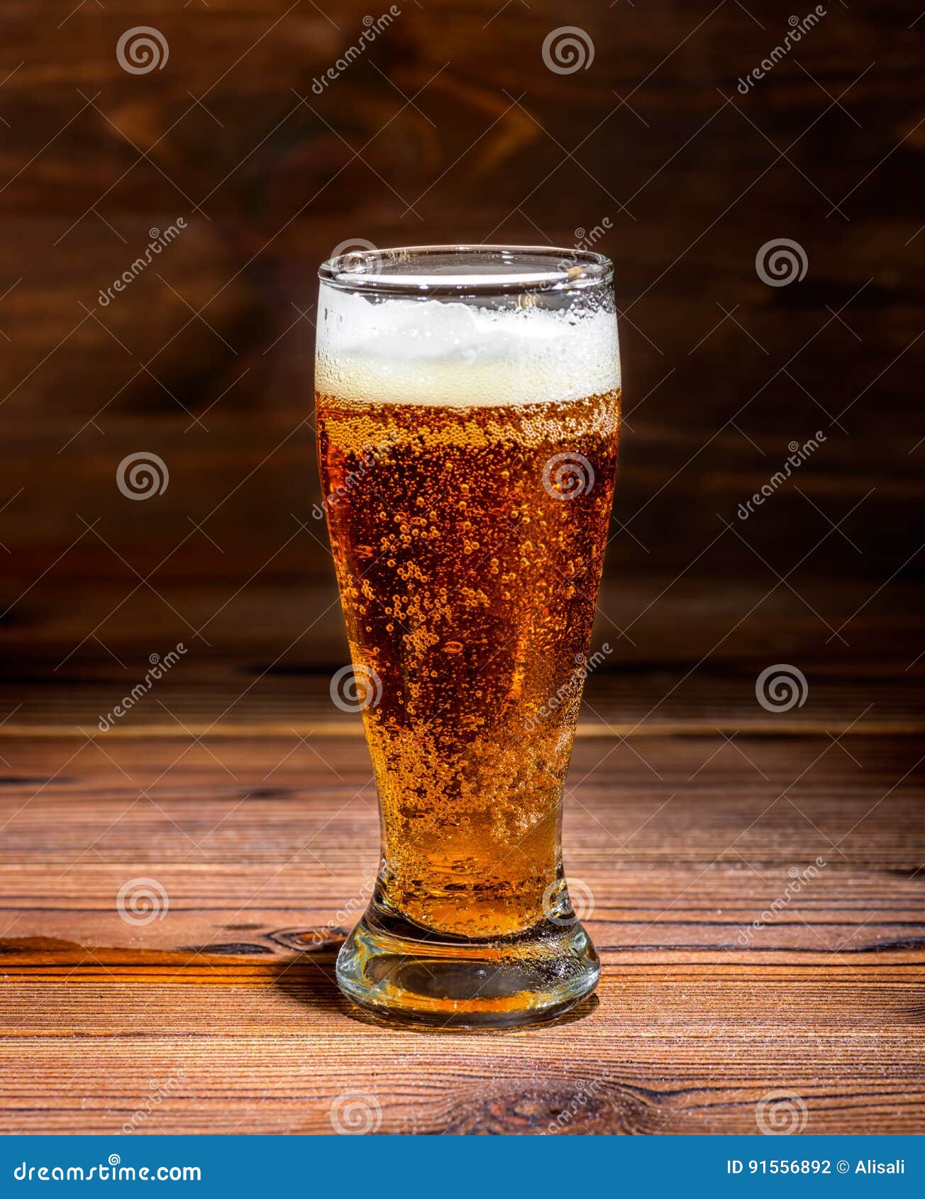 Glass Beer on Rustic Table Wood Background Stock Photo - Image of ...