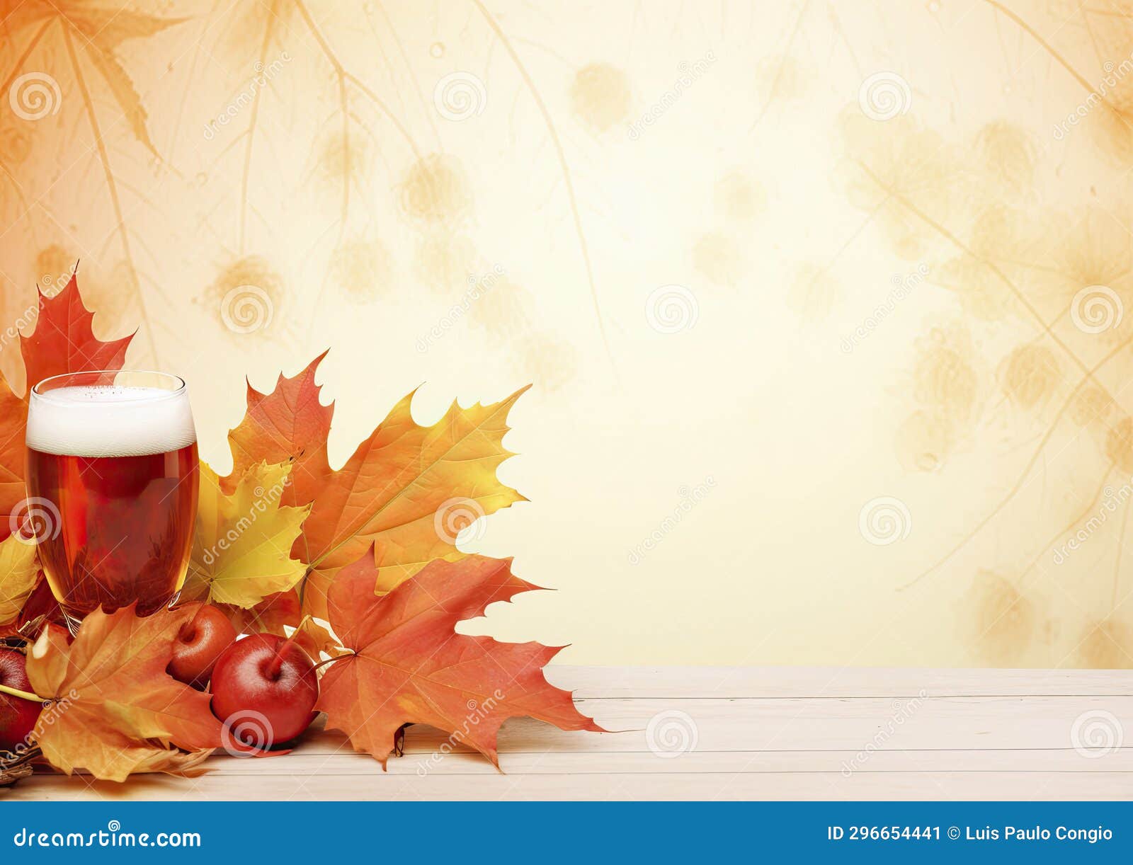 A Glass of Beer and Autumn Leaves Stock Image - Image of wood, frothy ...
