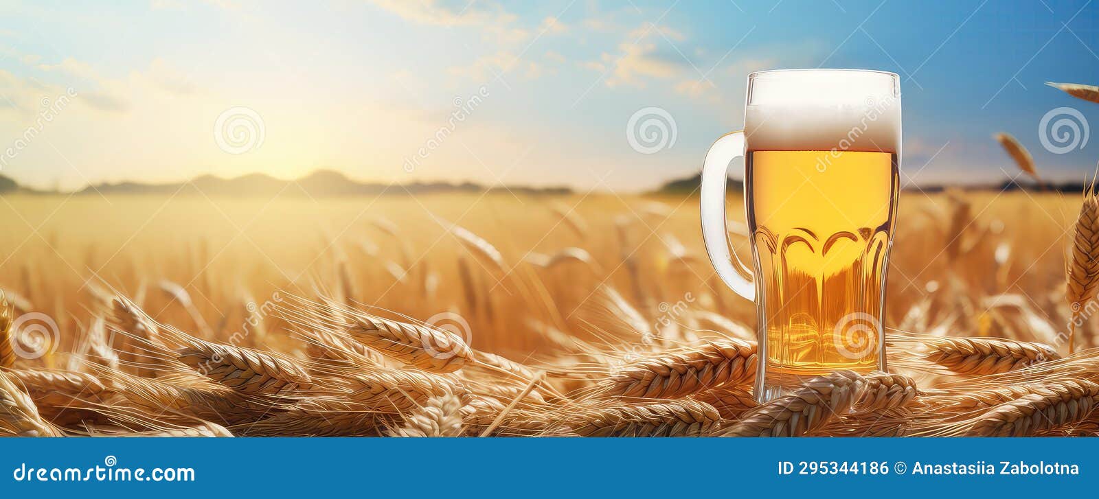 Glass of Beer Stands in Front of Cereal Field, Inspired by Nature Stock ...