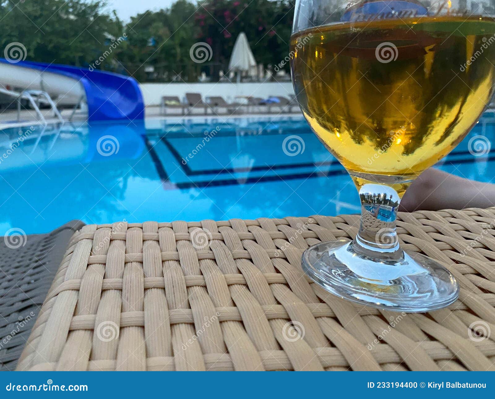 A Glass of Beer on a Sunny Day by the Pool Stock Photo - Image of ...