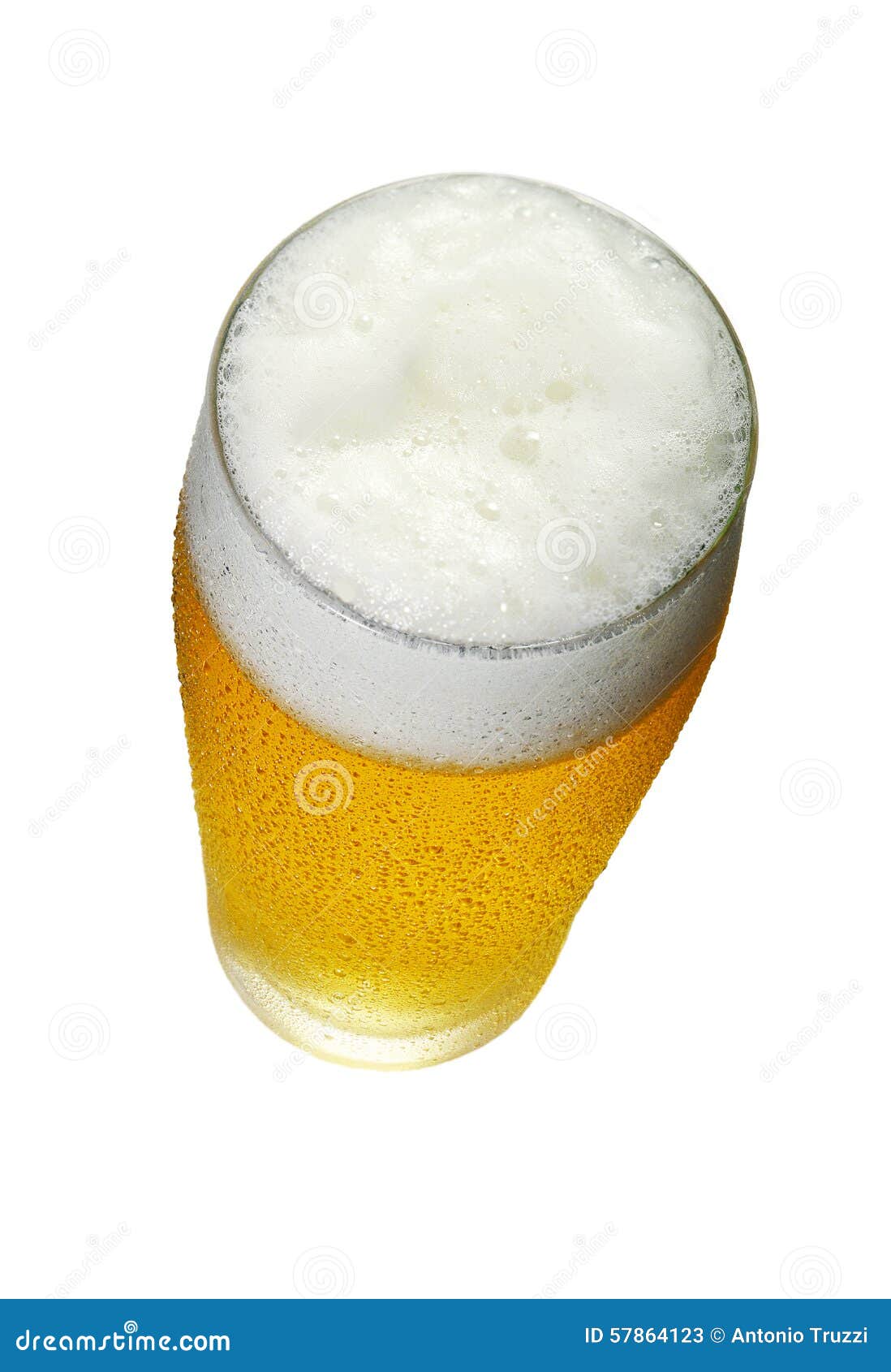 Glass of Beer top View stock image. Image of pint, yellow - 57864123
