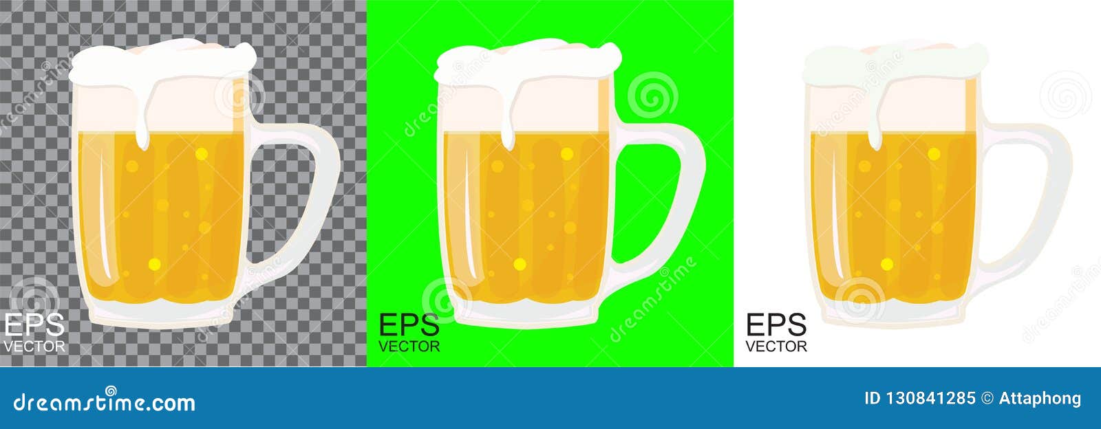 Beer With Transparent Bubble On Mug. Yellow Liquid 3d Realistic Vector ...