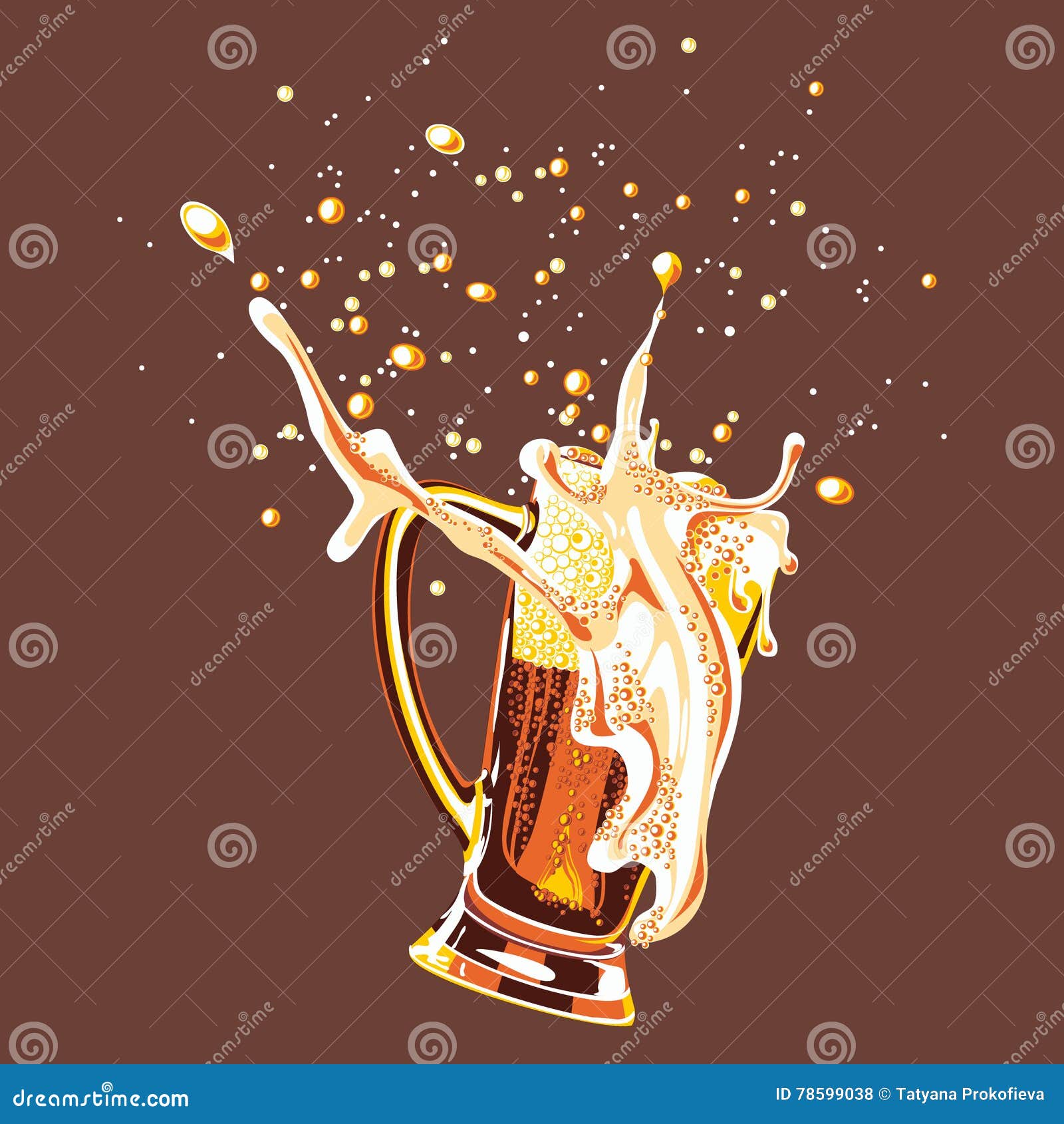 Glass of beer stock illustration. Illustration of splashing - 78599038