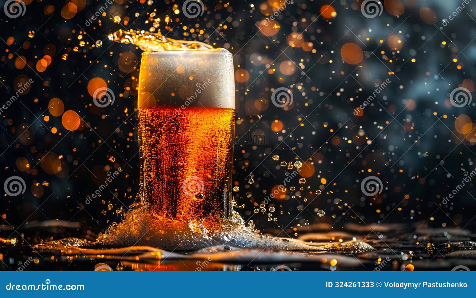 A Glass of Beer with Water Splashing on it Stock Image - Image of ...