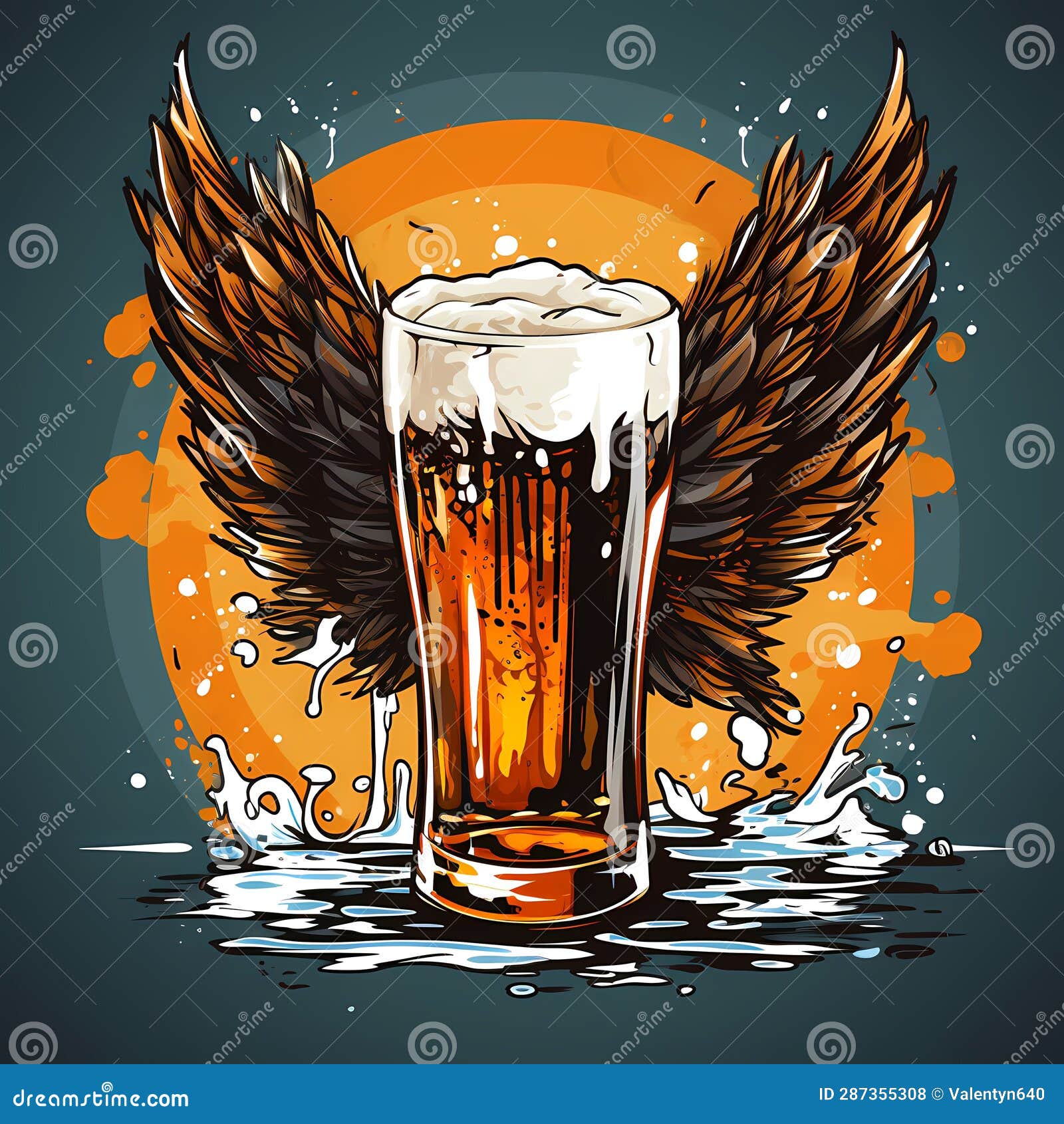 Glass of Beer with Wings on the Side of it. Generative AI Stock ...