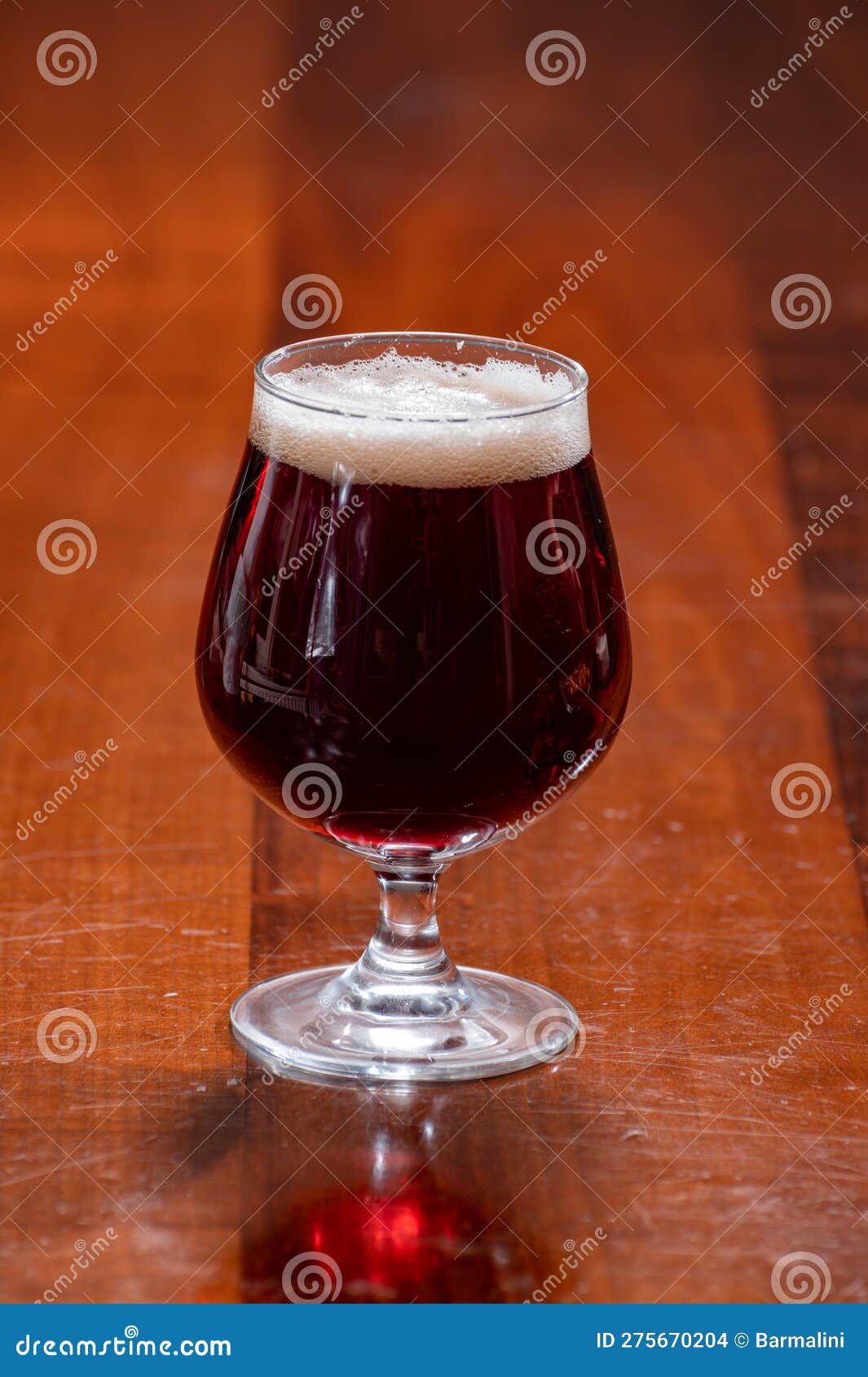 Glass of Belgian Abbey Red Brown Beer on Table Stock Photo - Image of ...