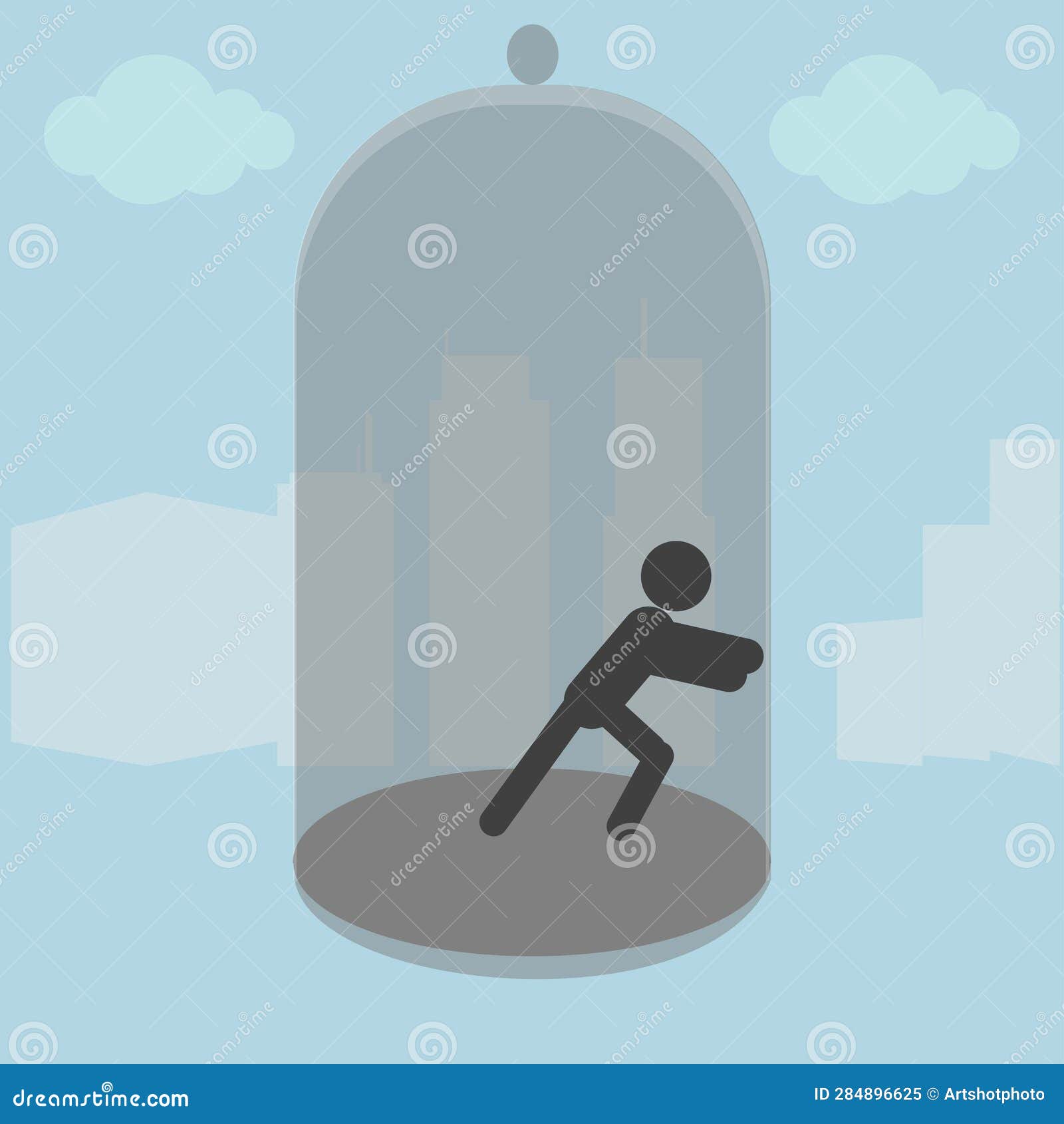 Silhouette of a Person Trying To Escape from a Glass Dome Stock ...
