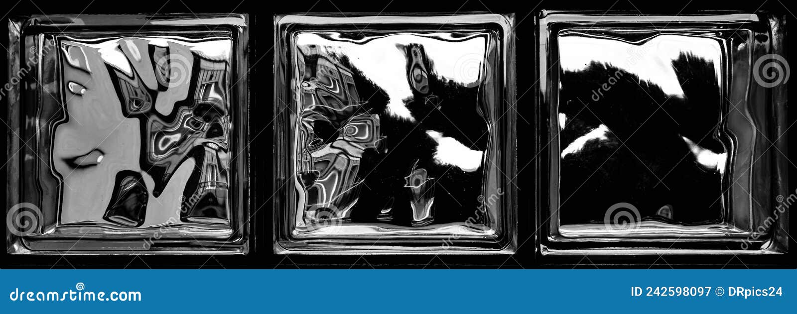 Glass Block Wall Pattern in Black and White As Panoramic Background for ...