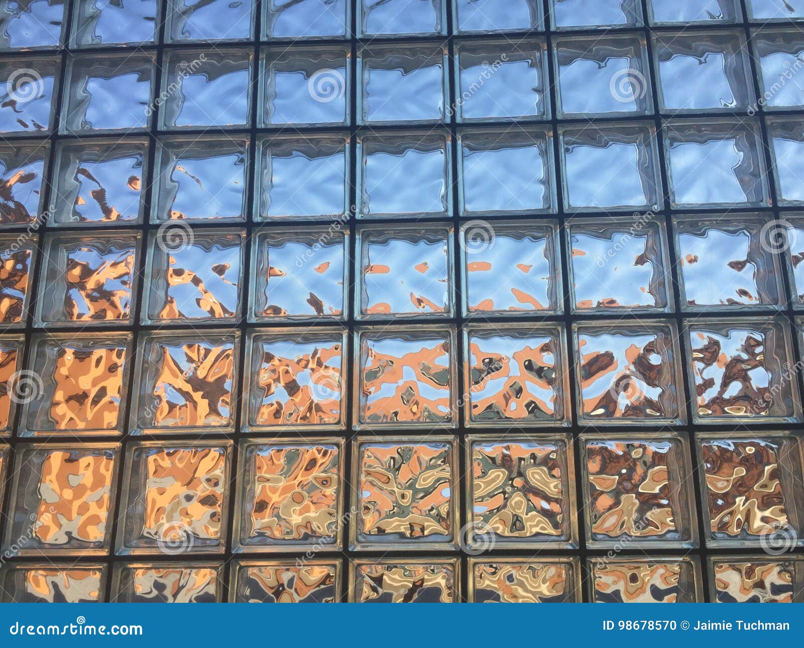 Clear glass block wall stock photo. Image of decor, building - 98678570