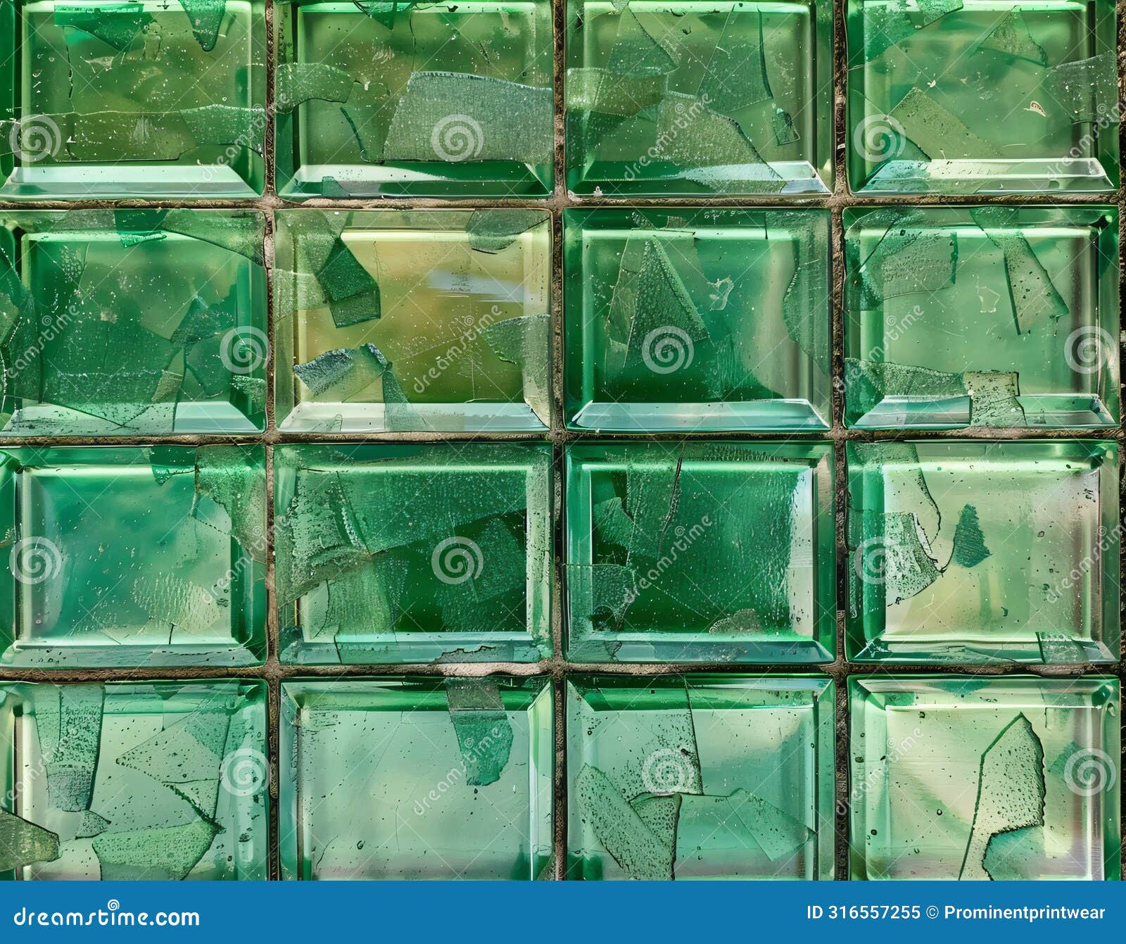 Glass Blocks Wall Texture, Glass Tile Background, Green Color, Flat Lay ...