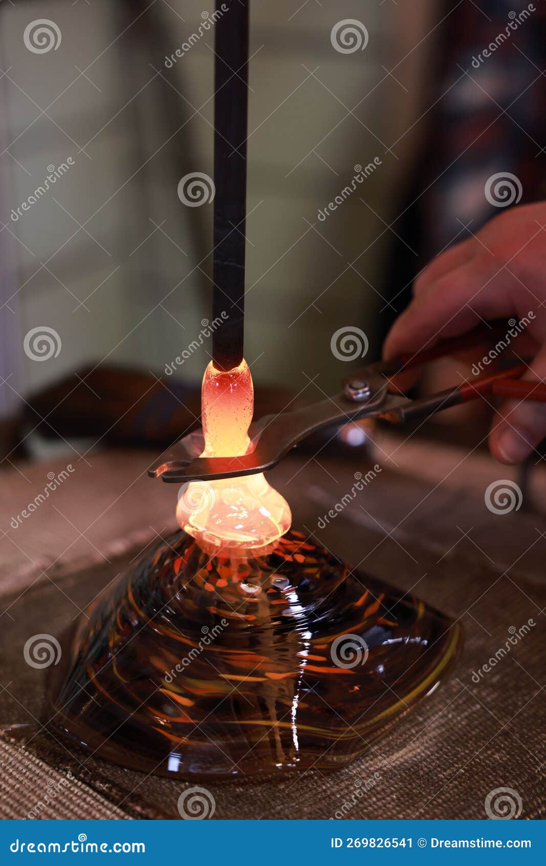 Glass Blower Forming Beautiful Piece of Glass Stock Image - Image of ...