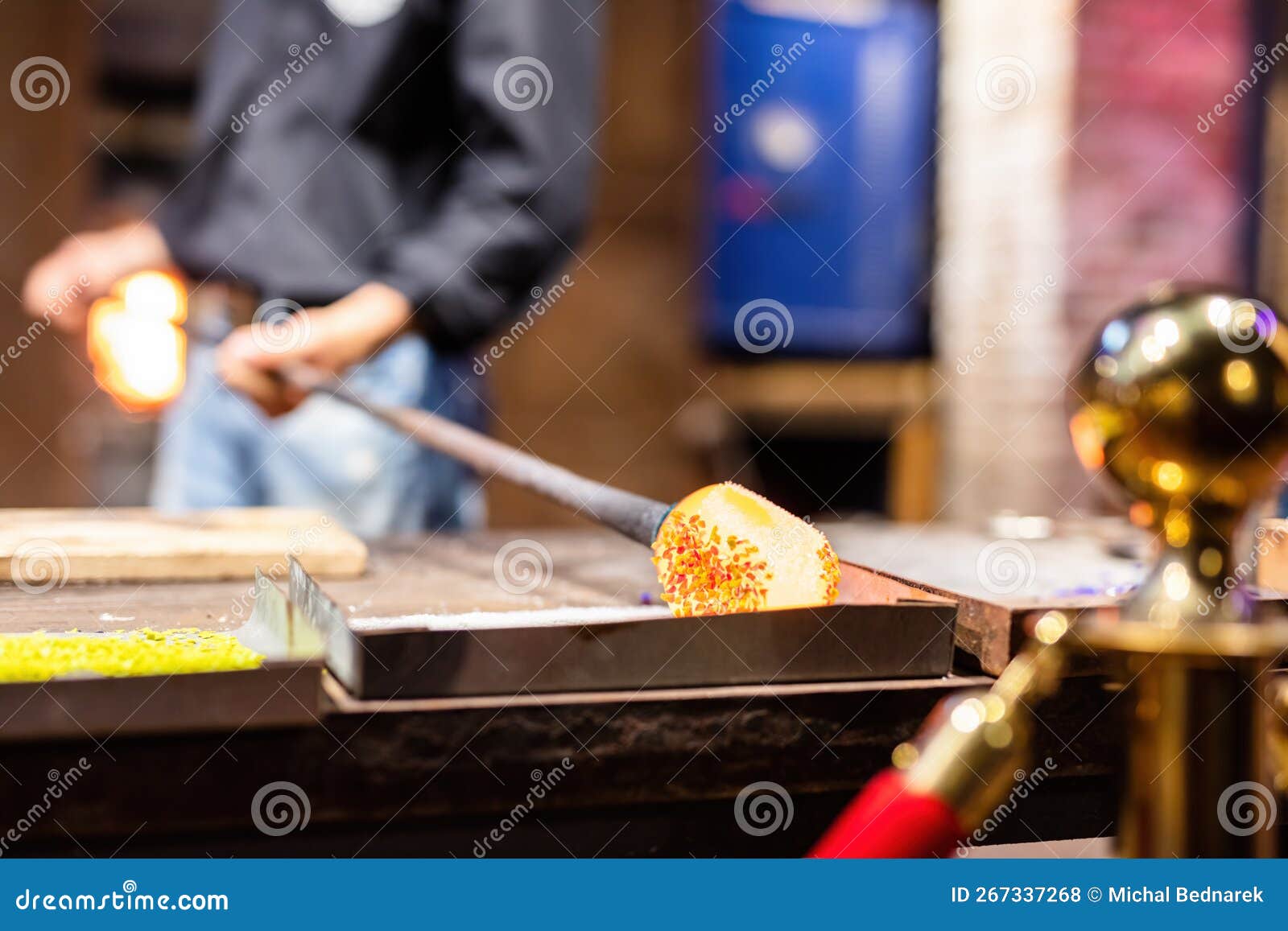 Glass Blower at Work in Workshop in Murano, Italy Stock Photo - Image ...