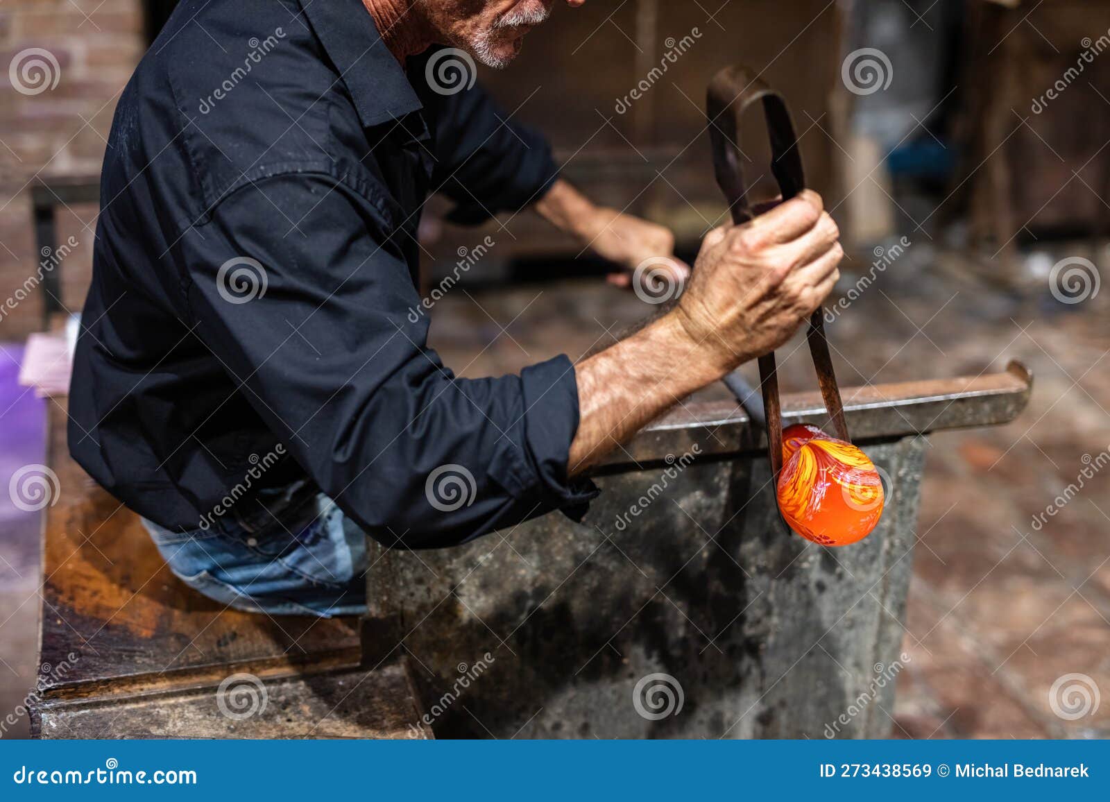 Glass Blower at Work in Workshop in Murano, Italy Stock Image - Image ...