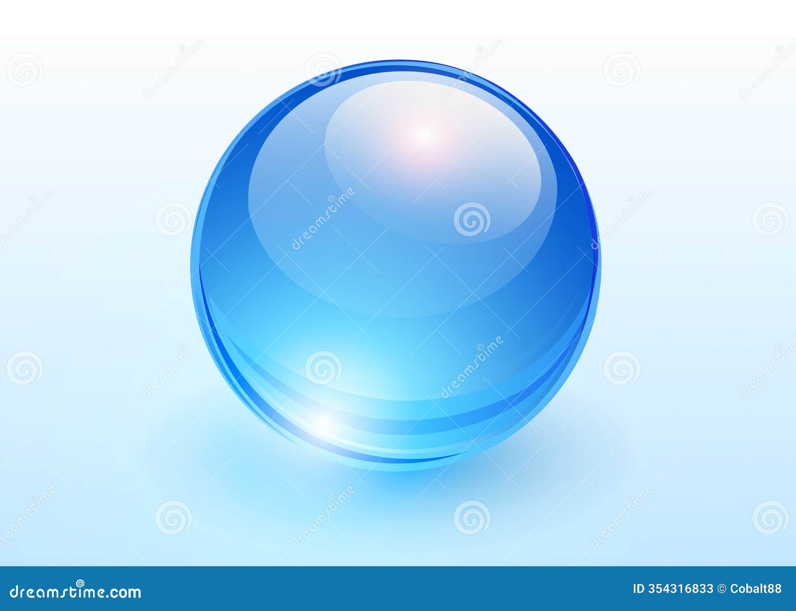 Glass Blue Ball, 3D Shiny Sphere Background Stock Illustration ...