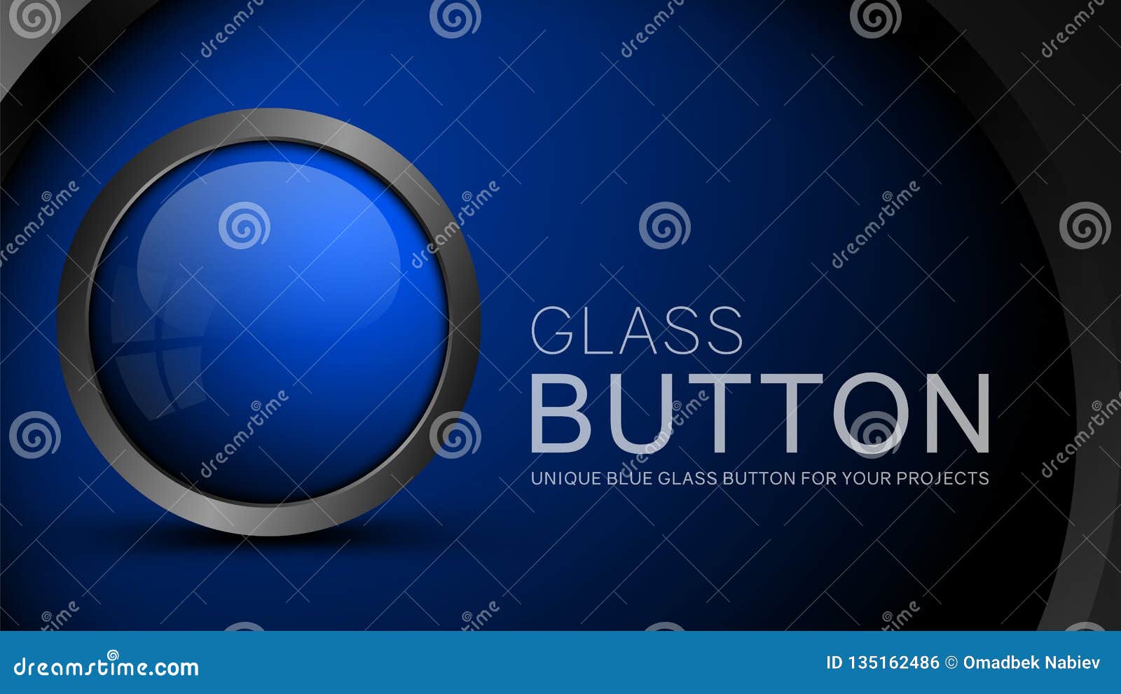 Glass blue button stock vector. Illustration of collection - 135162486