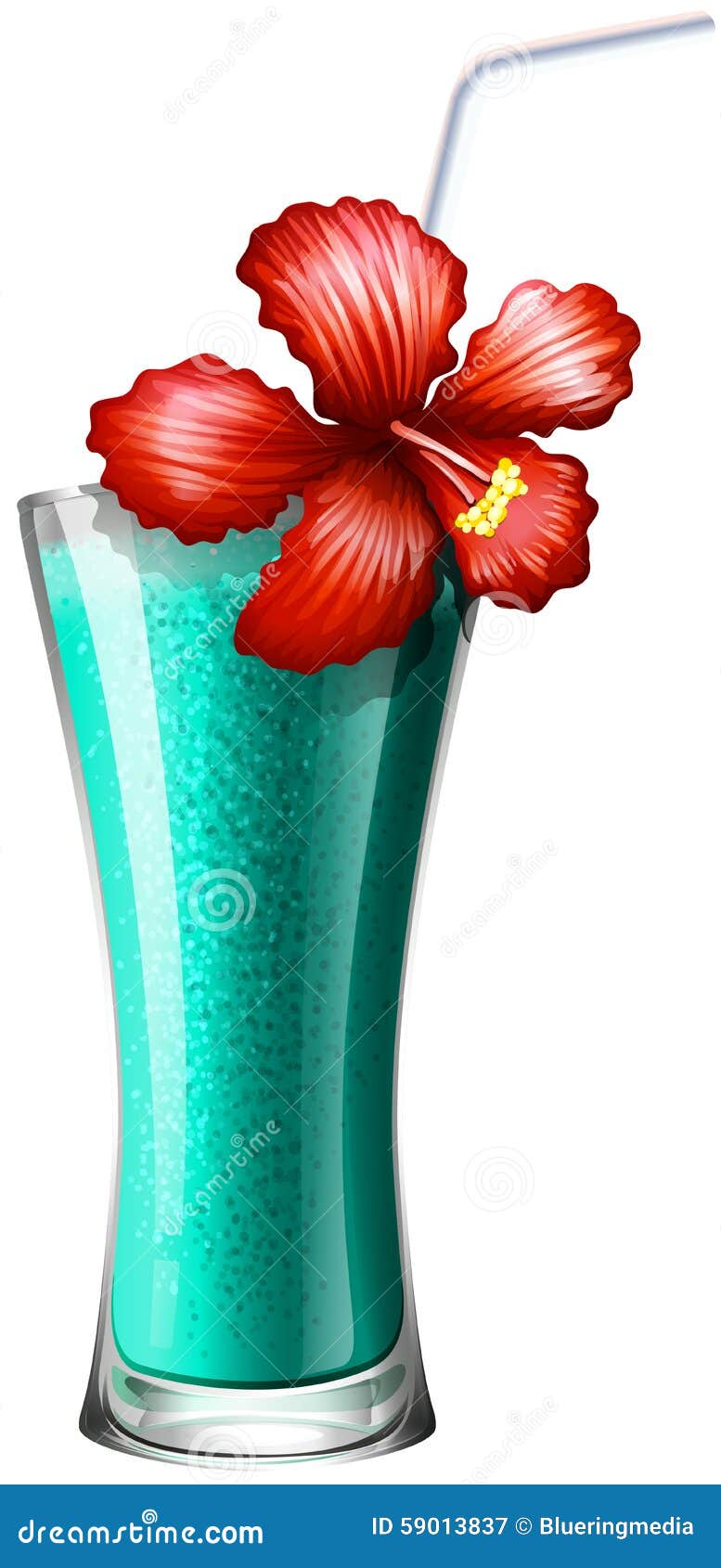 Glass of Blue Smoothie Mocktail Stock Illustration - Illustration of ...