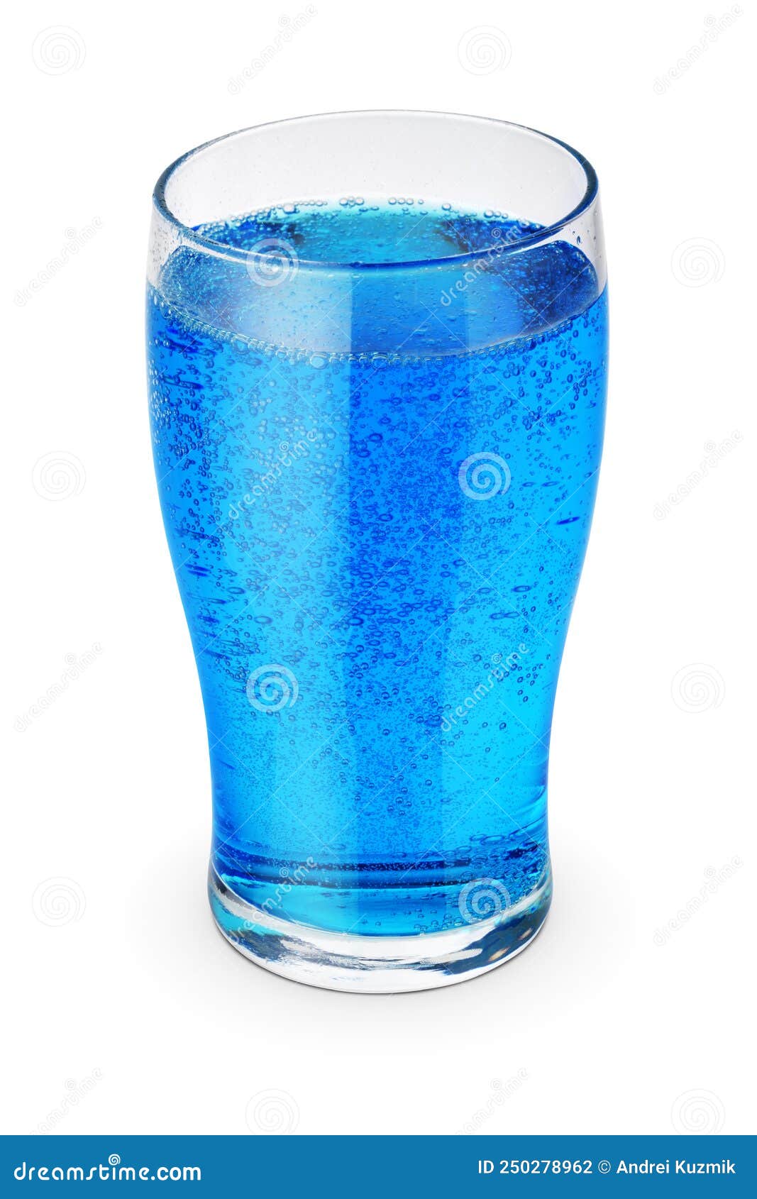 Glass of Blue Soda Isolated White Stock Photo - Image of closeup ...