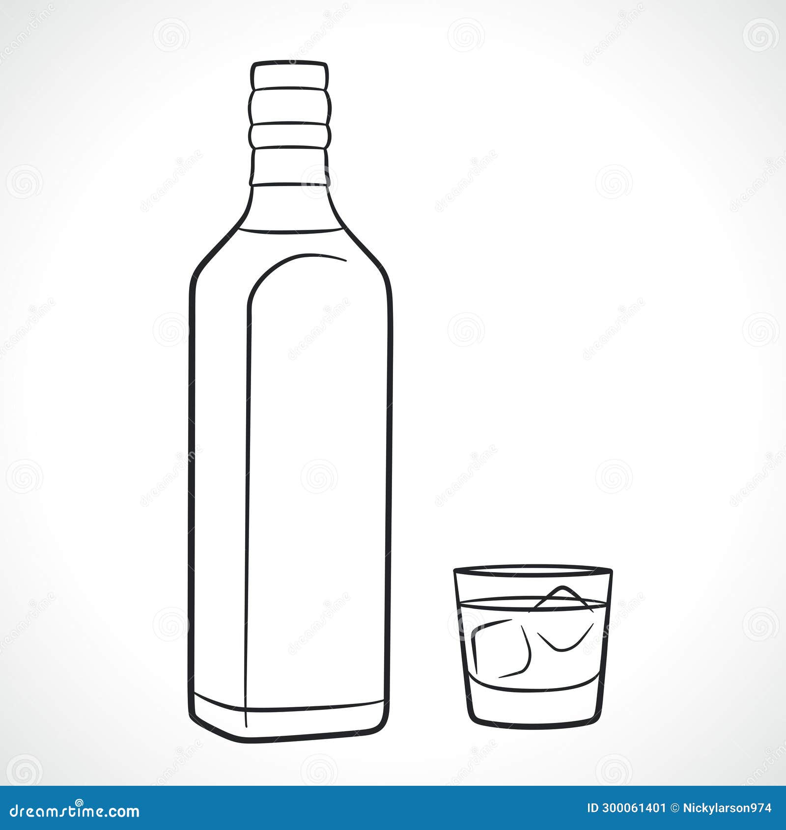 Glass and Bottle Black Contour Stock Illustration - Illustration of ...