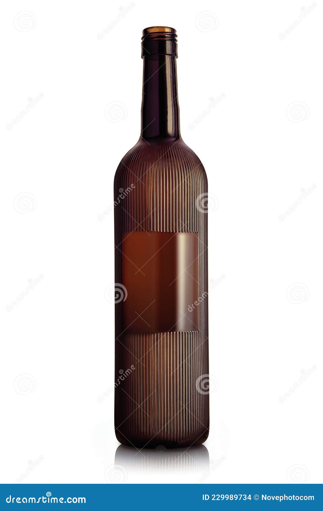 Glass Bottle. Blank Empty Corrugated Glass Bottle Isolated on White ...