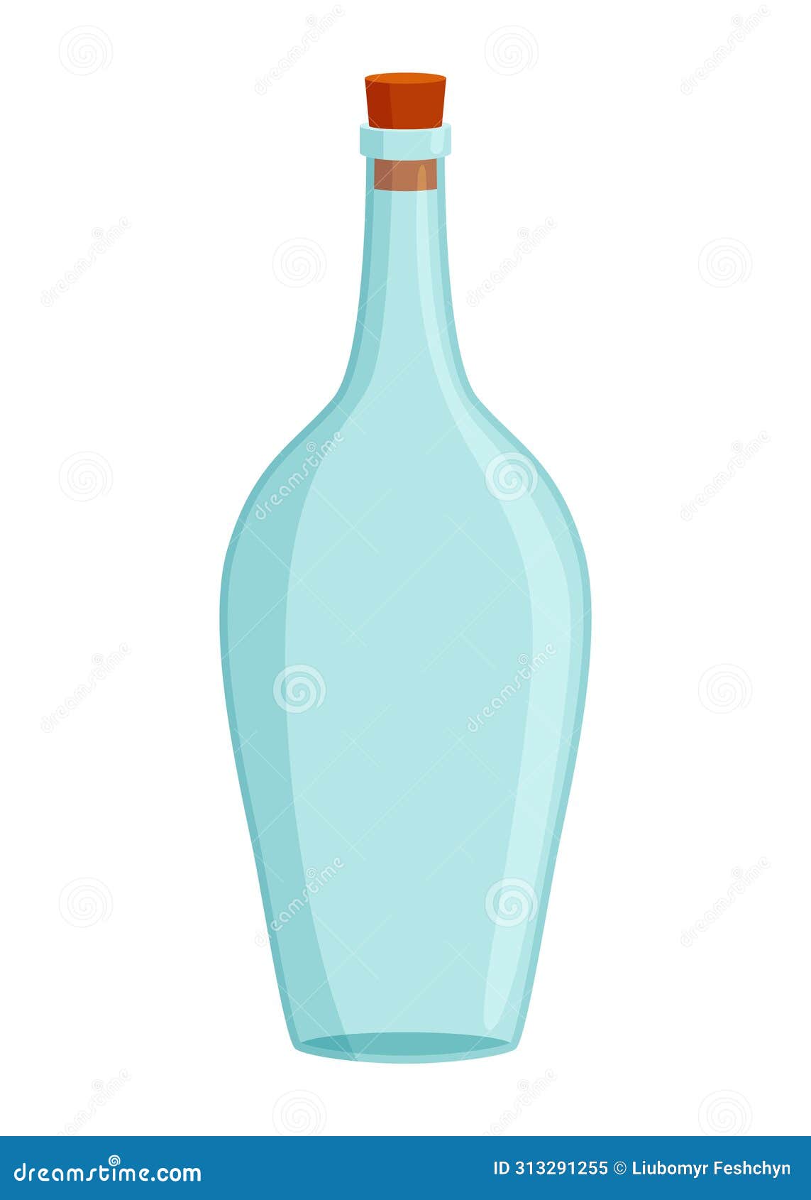 Glass Bottle Cartoon Style Vector Icon. Vector Blank and Empty Wine ...