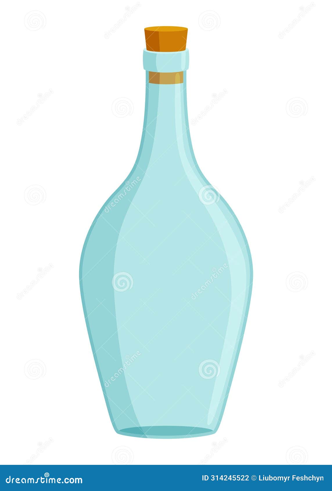Glass Bottle Cartoon Style Vector Icon. Vector Blank and Empty Wine ...