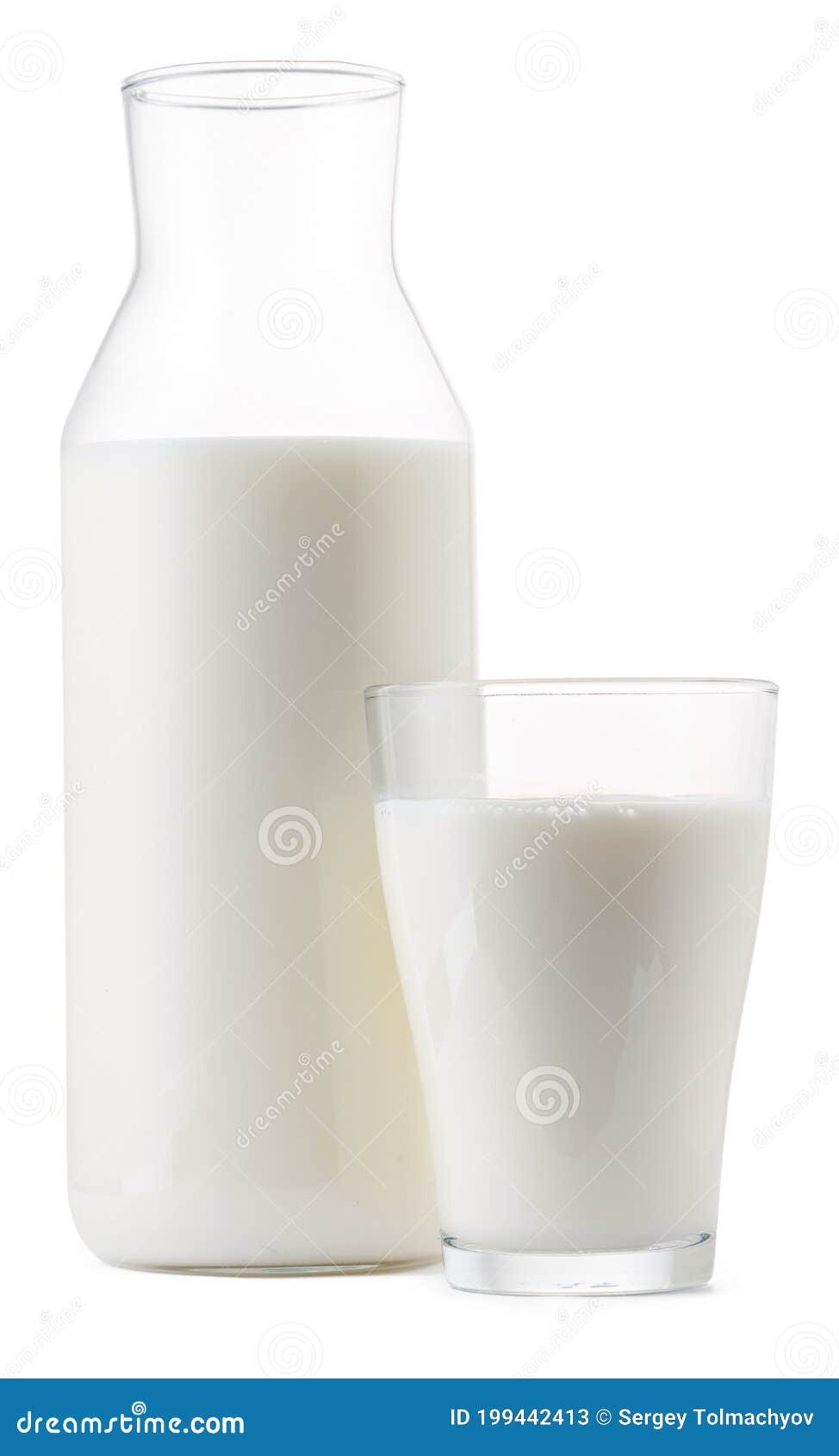 Glass Bottle and Cup of Fresh Milk Isolated Stock Image - Image of ...