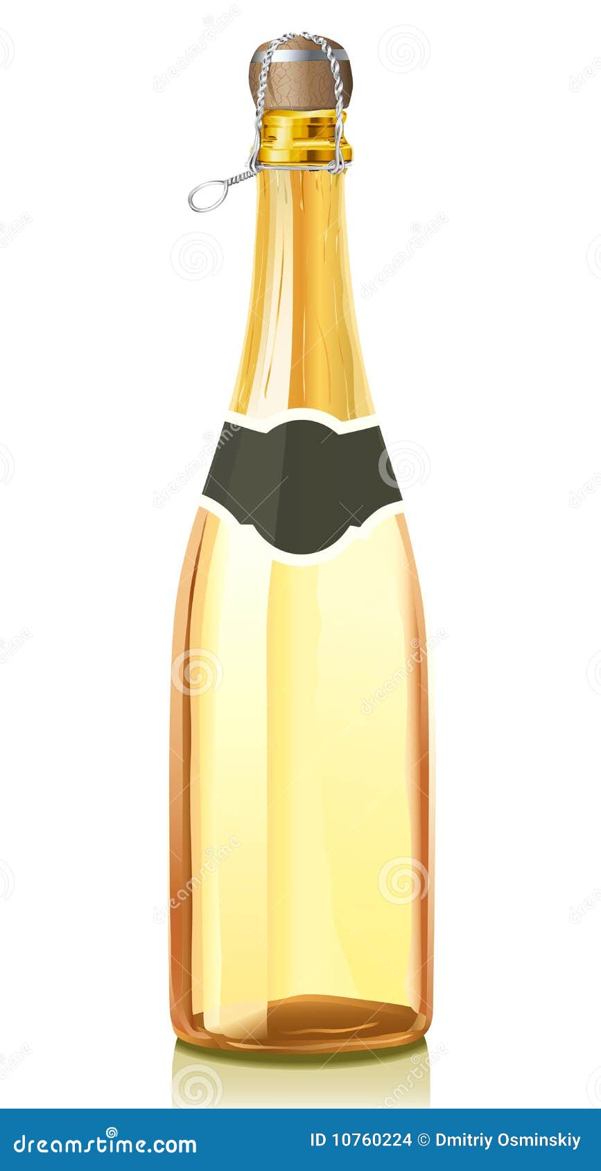 Glass Bottle with Gold Champagne Wine Stock Vector - Illustration of ...