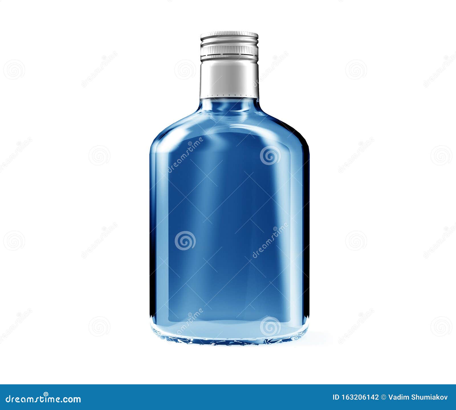 Glass Bottle Isolated with Reflection. 3d Illustration Stock ...