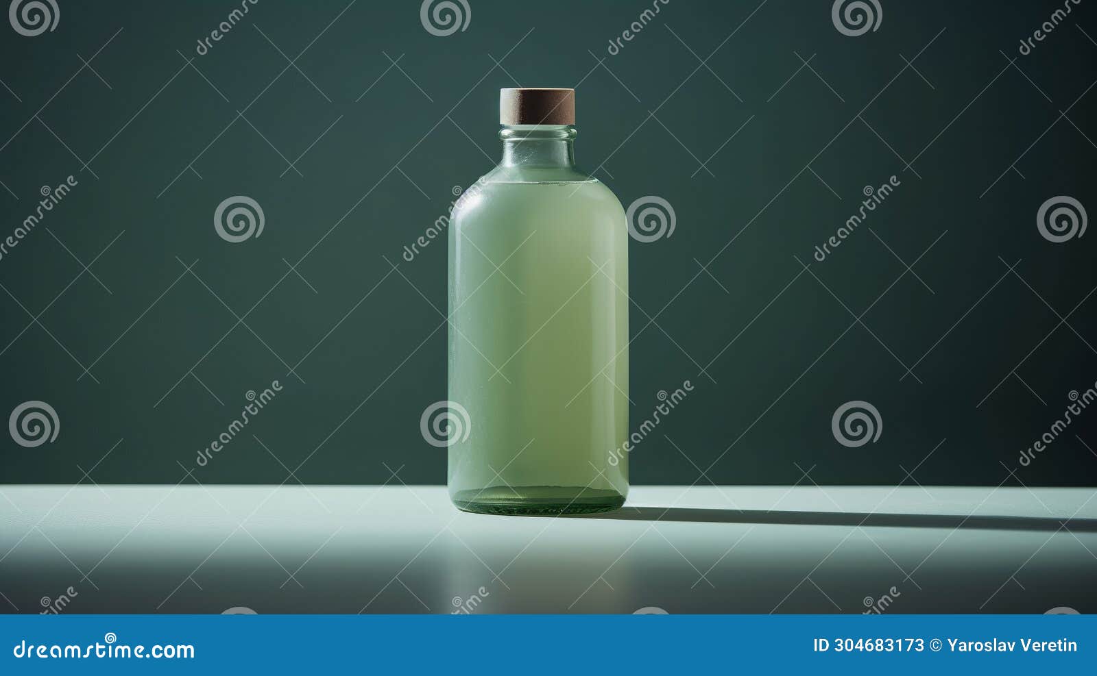 Glass Bottle with Light Green Liquid Stock Image - Image of treatment ...