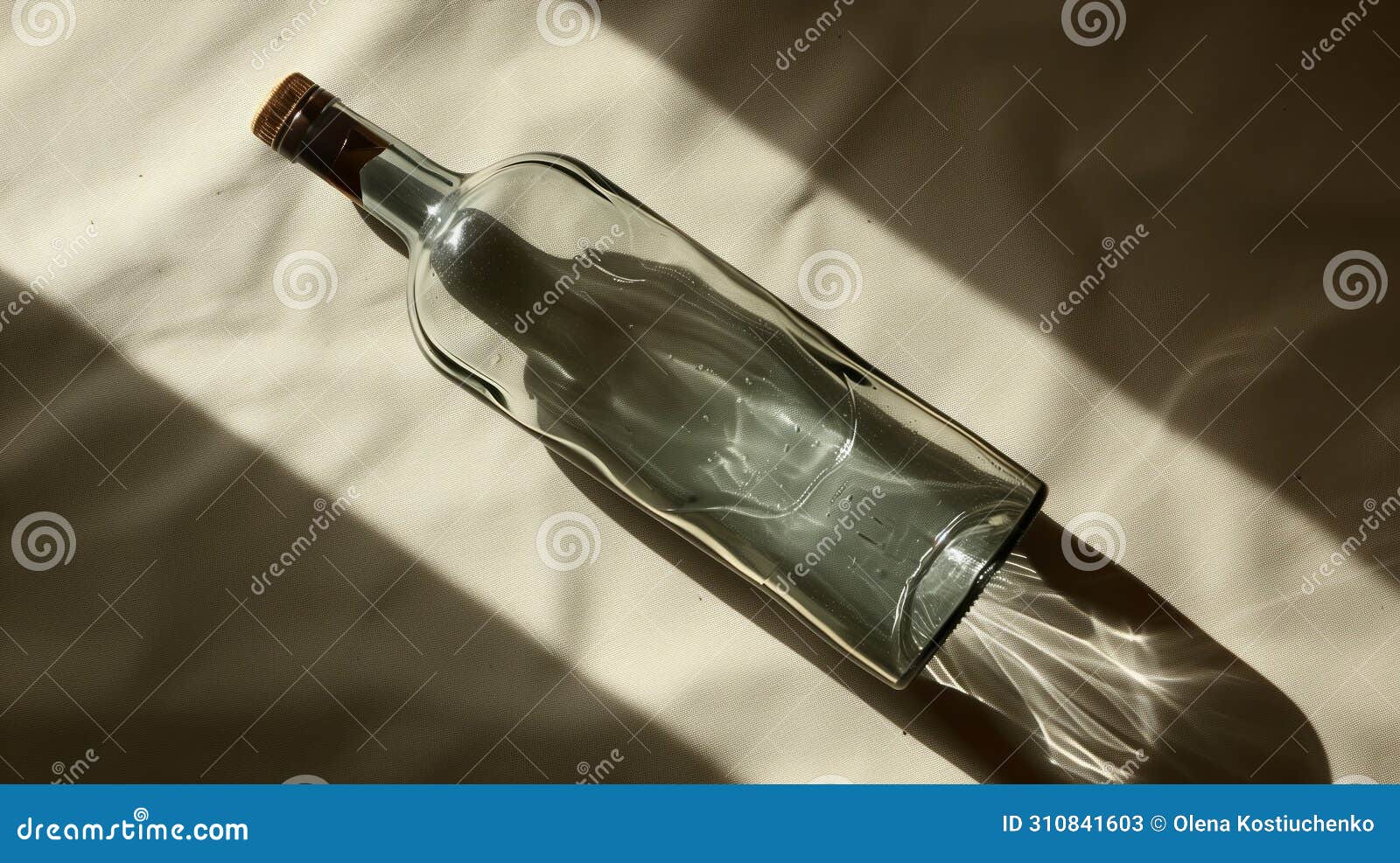 A Glass Bottle with Light Reflection. Light Source Lying Down on ...