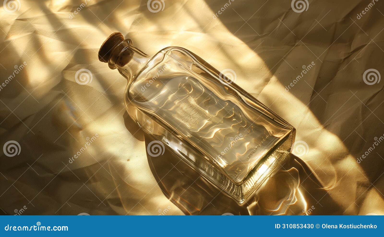 A Glass Bottle with Light Reflection. Light Source Lying Down on ...