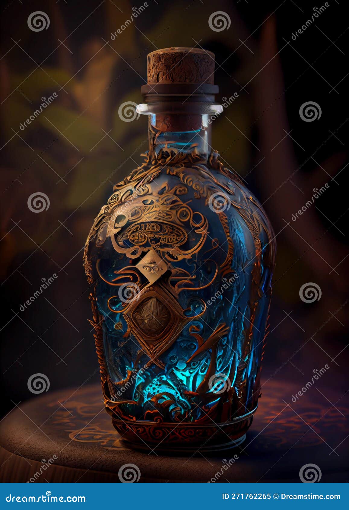 Glass Bottle with Magic Elixir. Witch S Decoction Stock Illustration ...