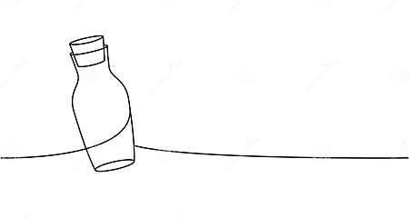 Glass Bottle One Line Continuous Drawing. Empty Glass or Plastic Bottle ...