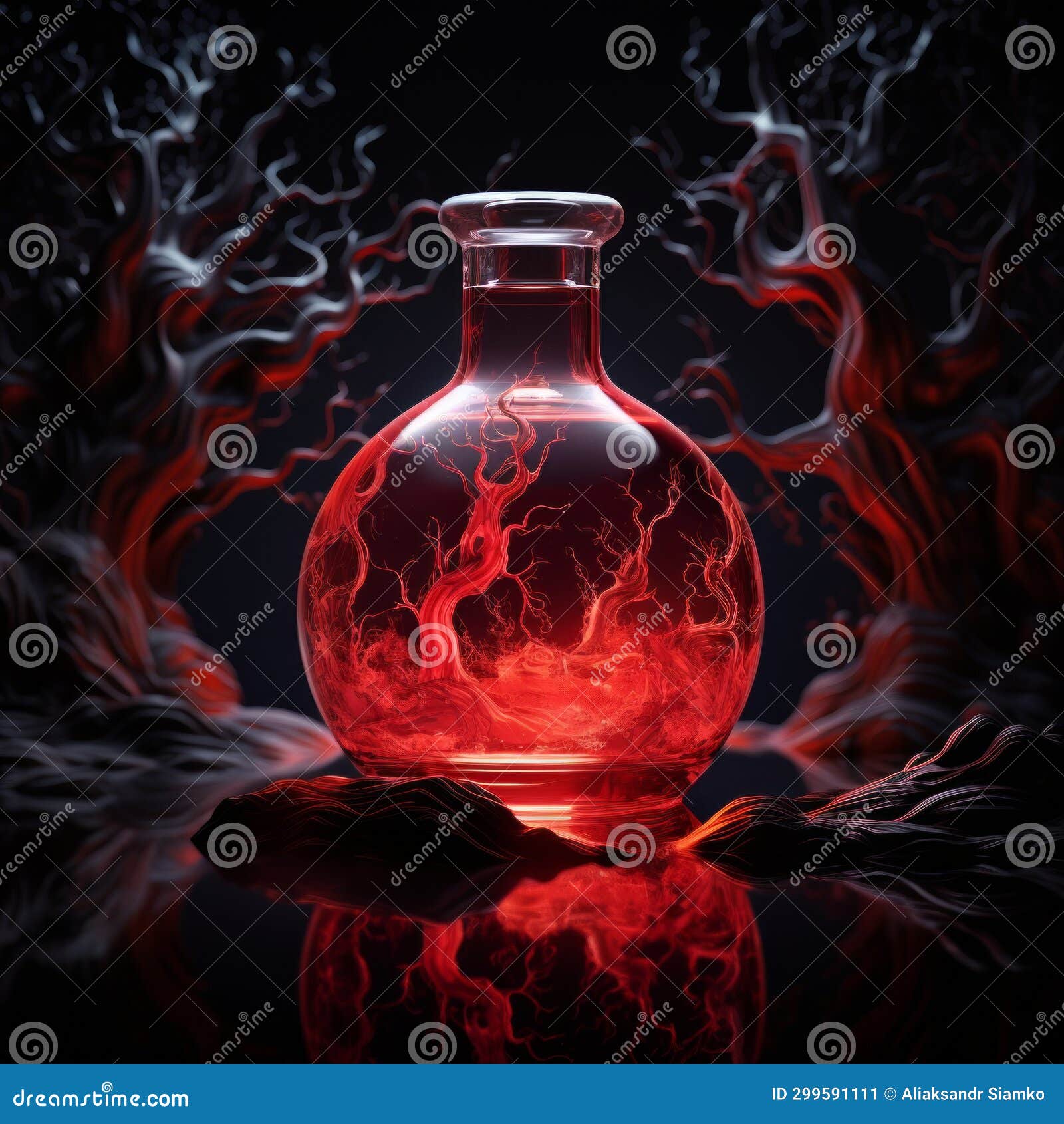 A Glass Bottle with Red Liquid Inside Stock Illustration - Illustration ...