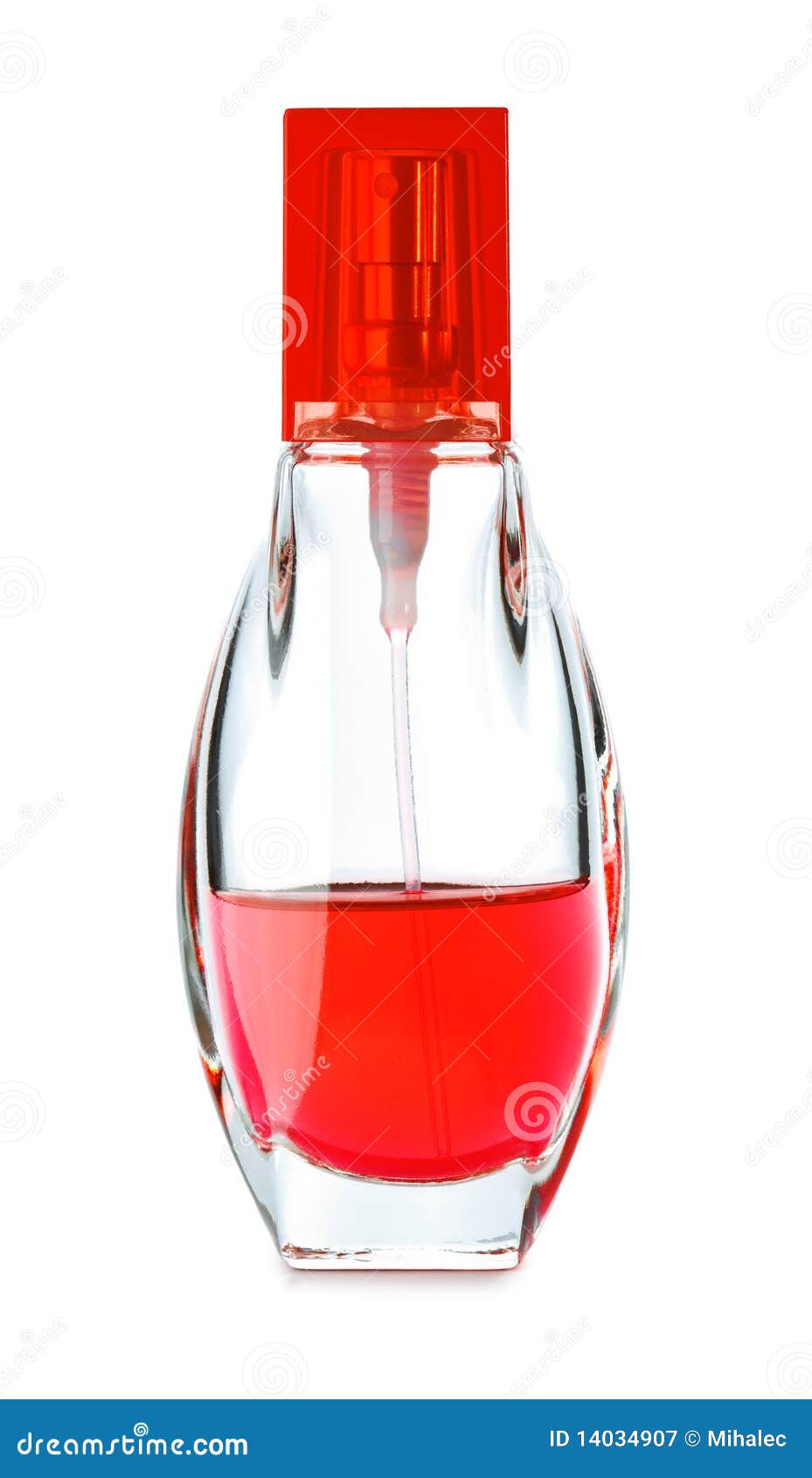 Glass Bottle of Red Perfume Stock Image - Image of full, isolated: 14034907