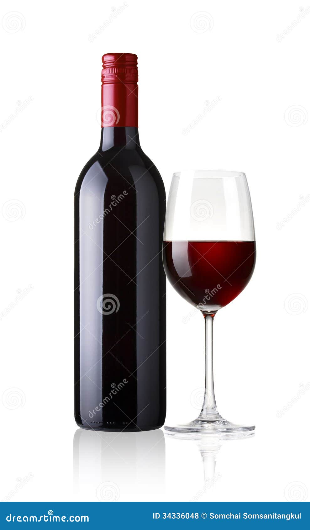 Glass and Bottle of Red Wine on White Background Stock Photo - Image of ...