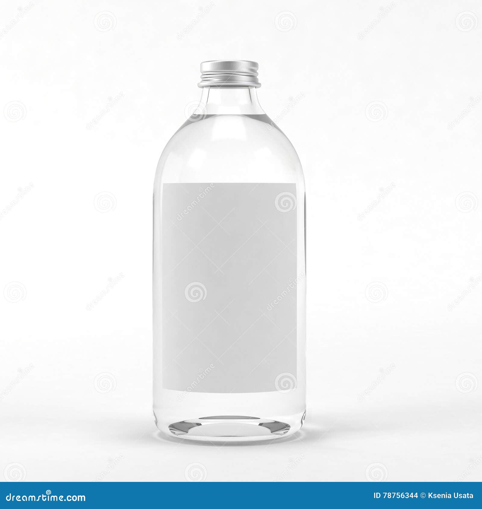 Glass Bottle with White Liquid on White Background. Stock Illustration ...
