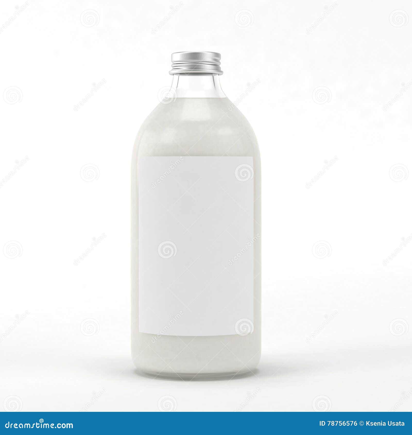 Glass Bottle with White Liquid on White Background. Stock Illustration ...