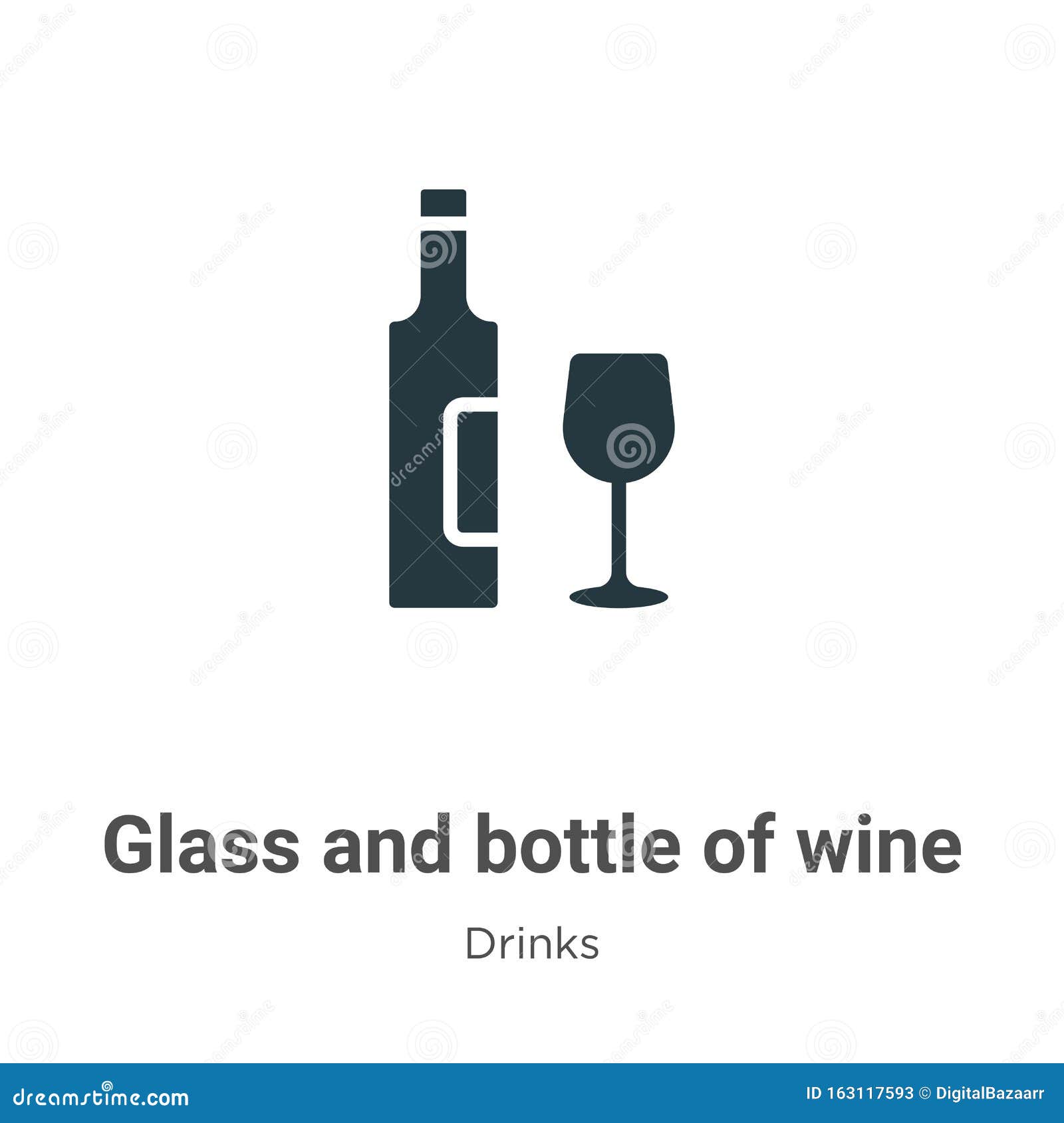 Glass And Bottle Of Wine Vector Icon On White Background. Flat Vector ...