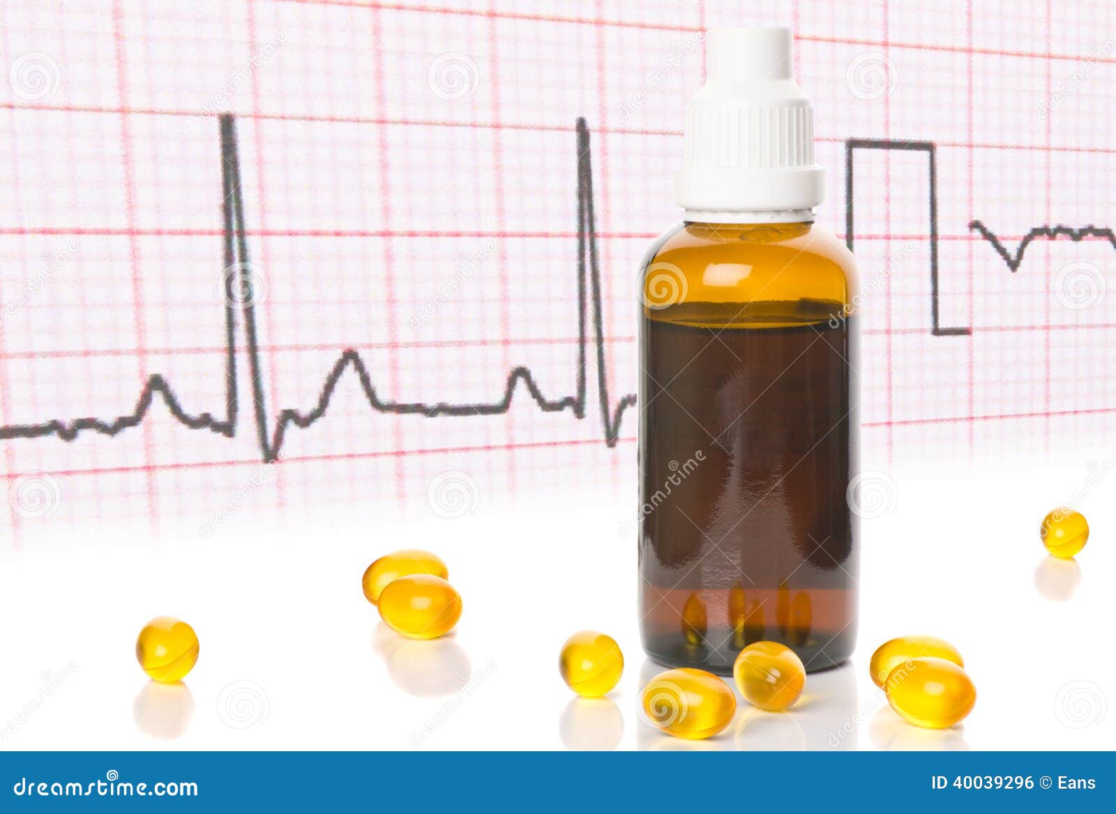 Glass Bottle and Yellow Pills Stock Photo - Image of cardiogram, liquid ...