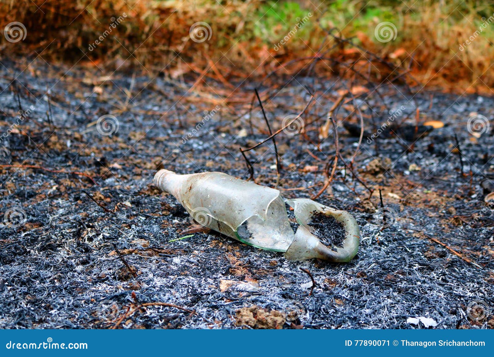 Glass Bottles Burned by the Fire. Stock Image - Image of flaming, fire ...