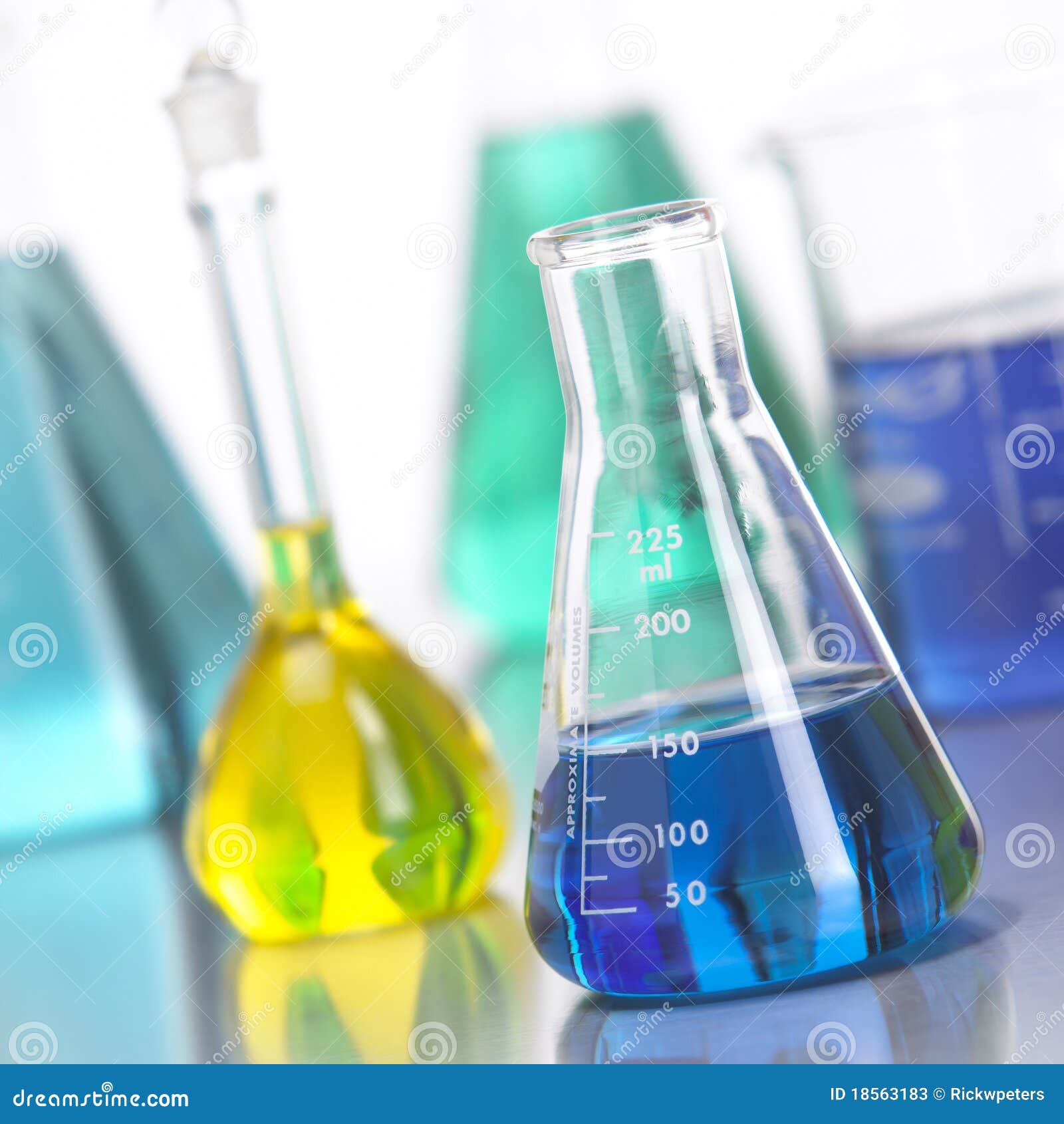 Glass Bottles In Lab With Colored Liquid-4 Stock Photos - Image: 18563183